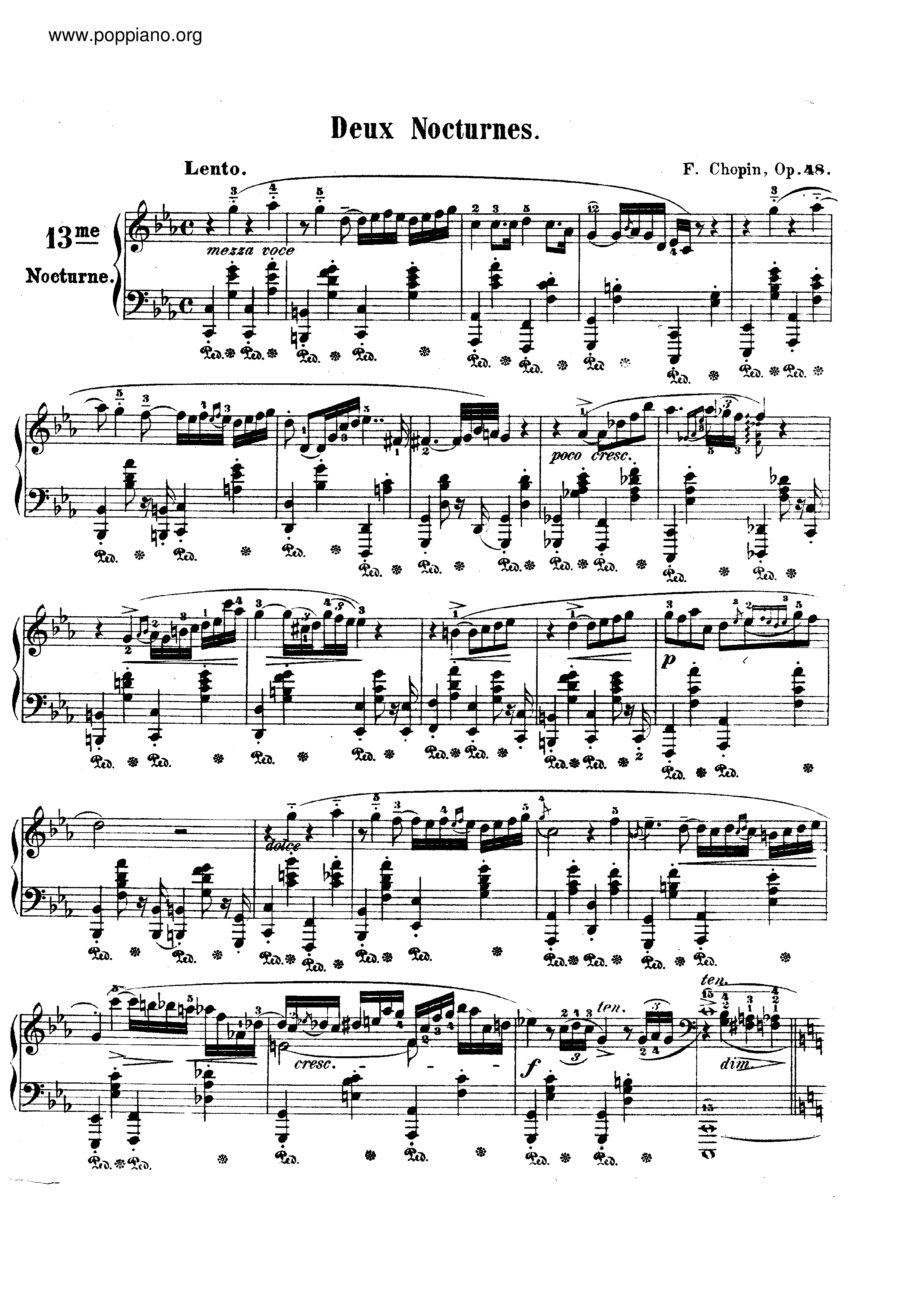 Chopin-Nocturnes Op. 48 Sheet Music pdf, - Free Score Download ★