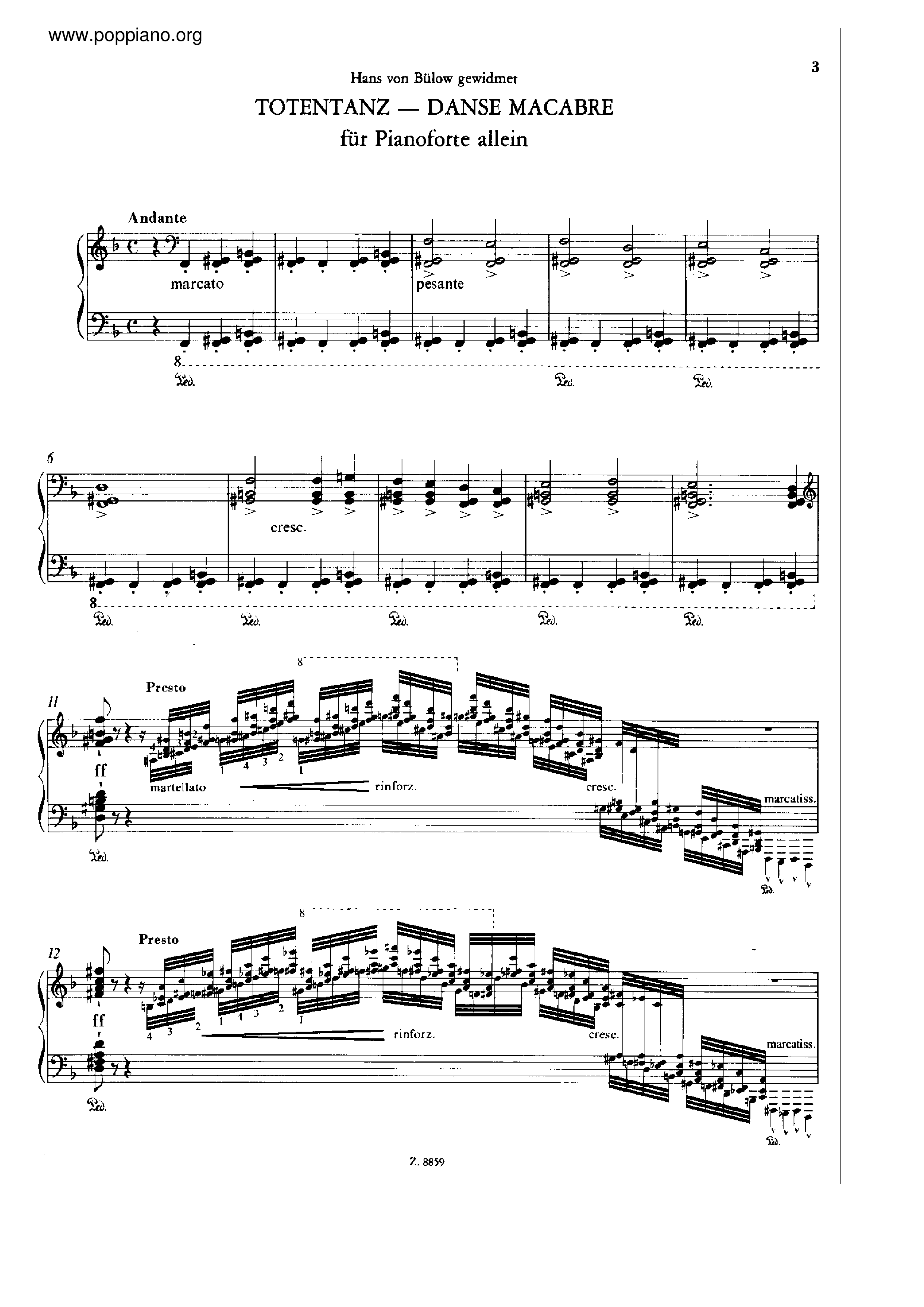 Liszt-Totentanz, Solo piano, S.525 Sheet Music pdf, - Free Score Download ★
