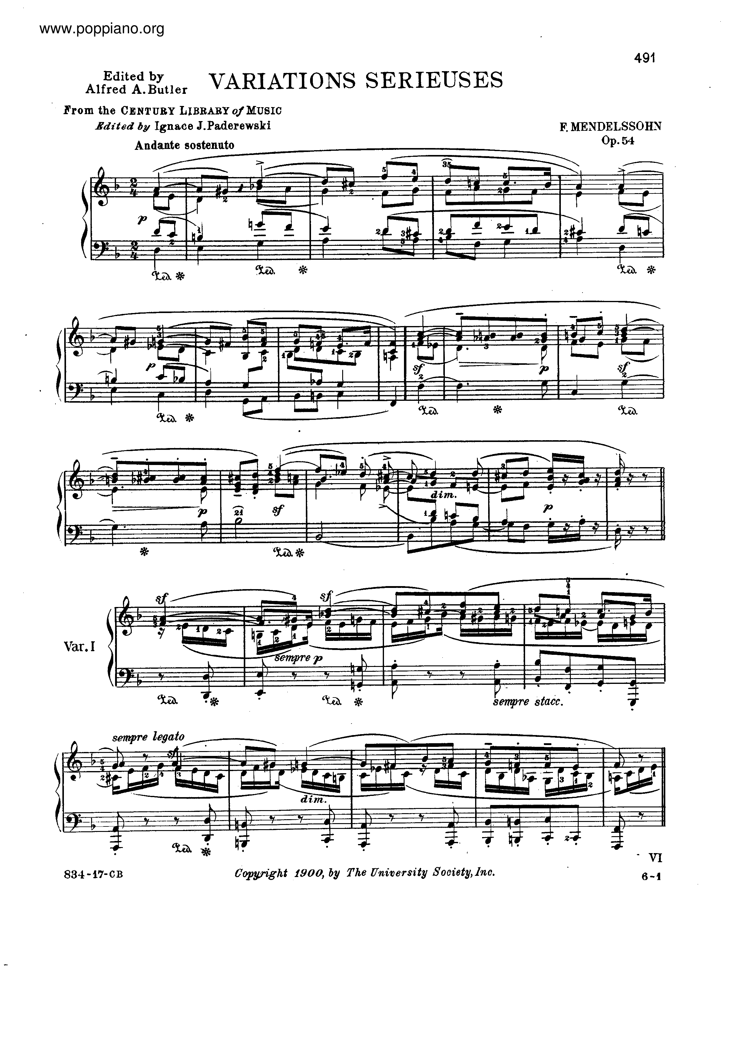 Mendelssohn-Variations Serieuses Op.54 Sheet Music pdf, - Free Score ...