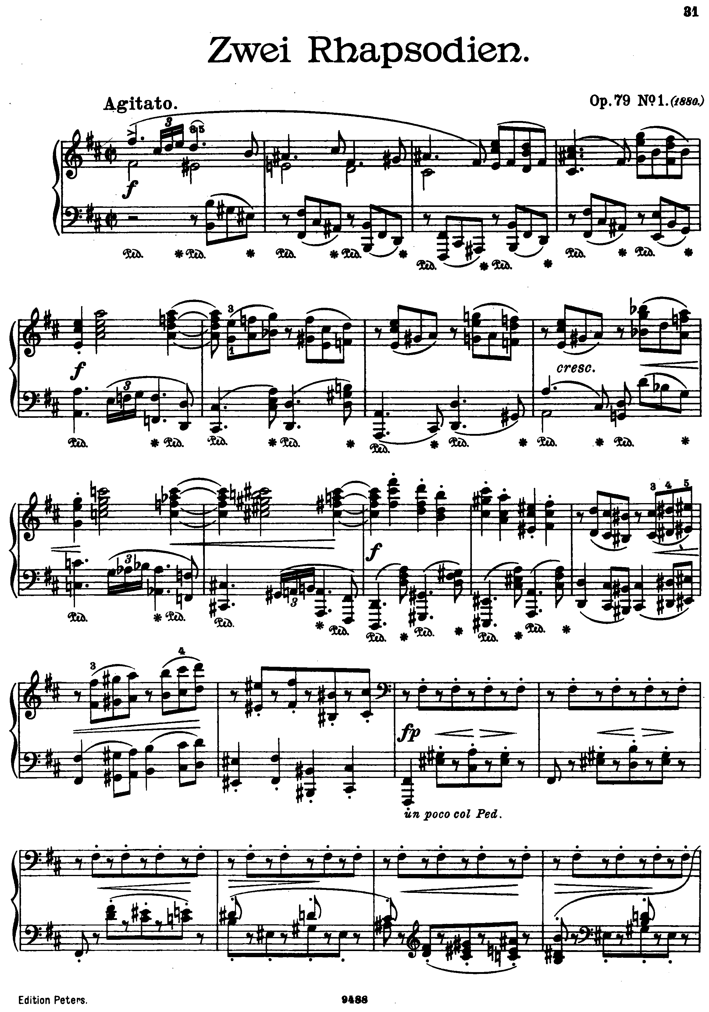 Brahms-Rhapsodies Op. 79 Sheet Music pdf, - Free Score Download ★