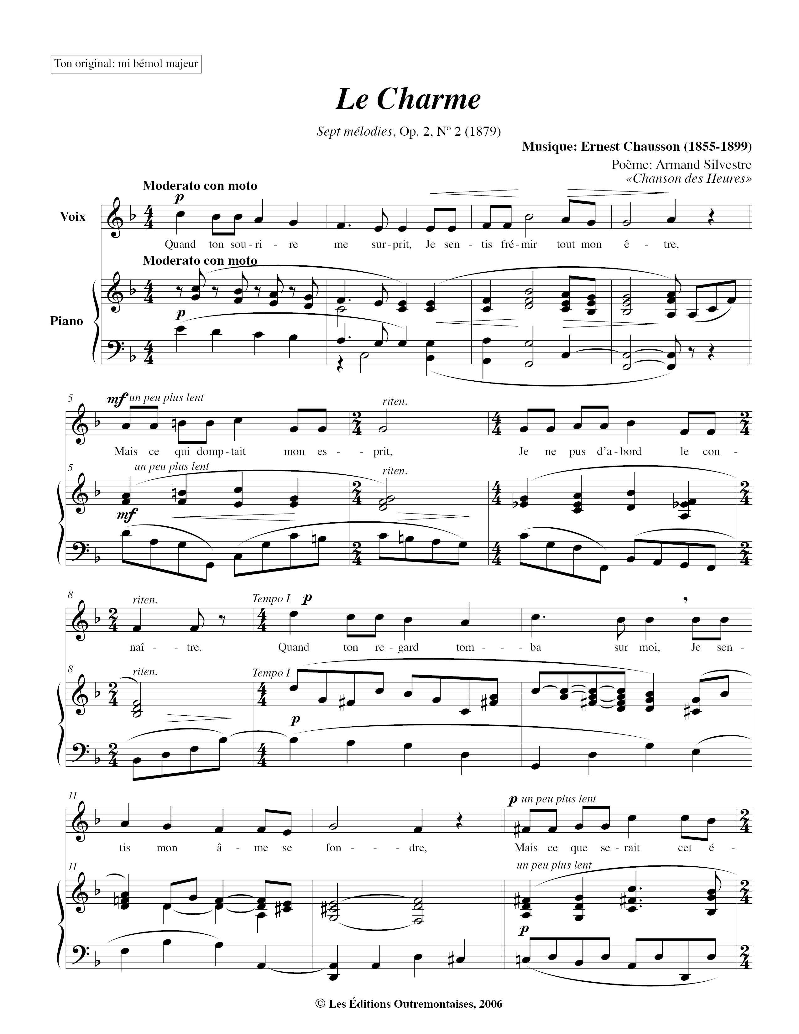 Chausson-No. 2: Le Charme Sheet Music pdf, - Free Score Download ★