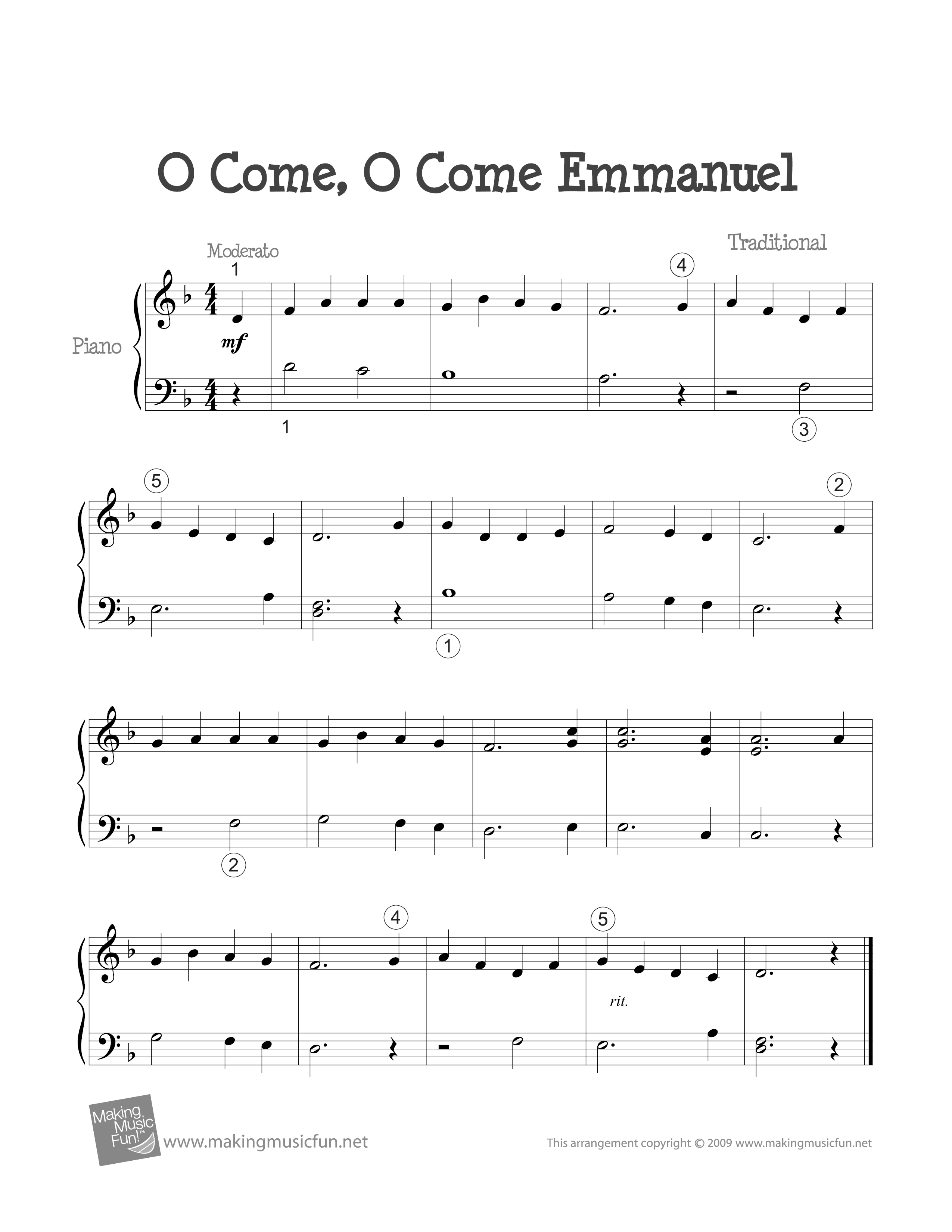 Christmas-O Come, O Come Emmanuel Sheet Music pdf, - Free Score Download ★