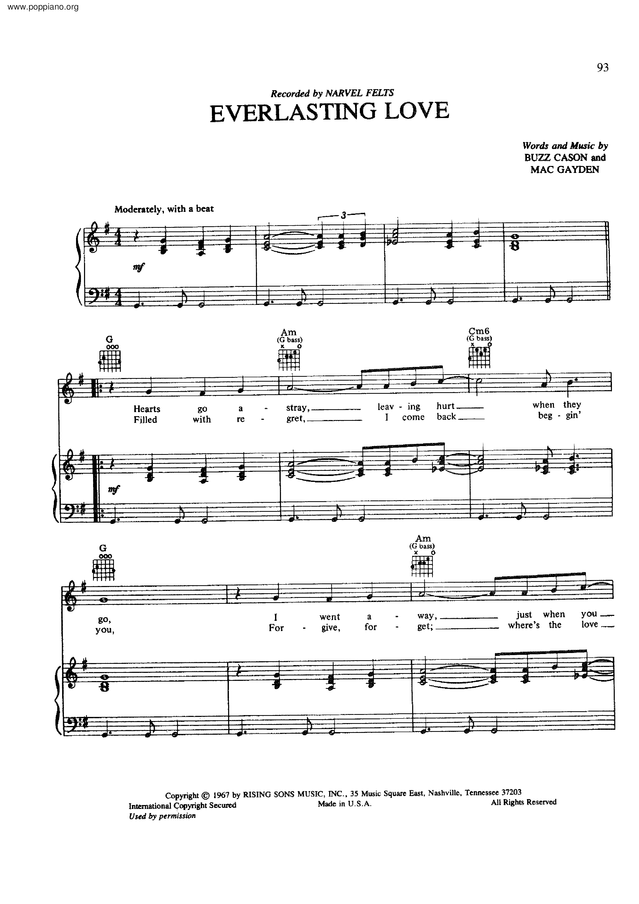 Everlasting Love | Sheet Music | Piano Score Free PDF Download | HK Pop ...