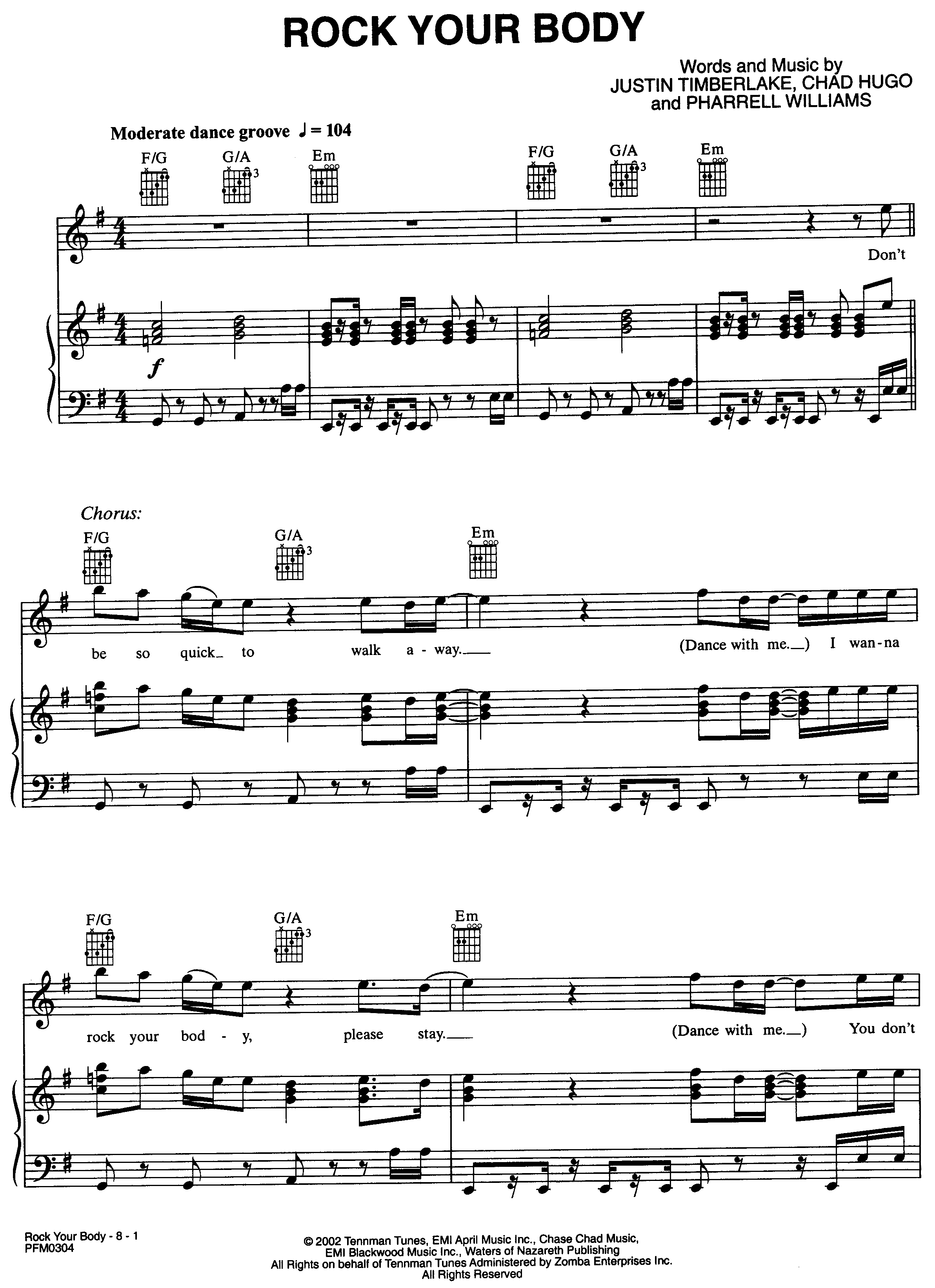 Justin Timberlake-Rock Your Body Sheet Music pdf, - Free Score Download ★