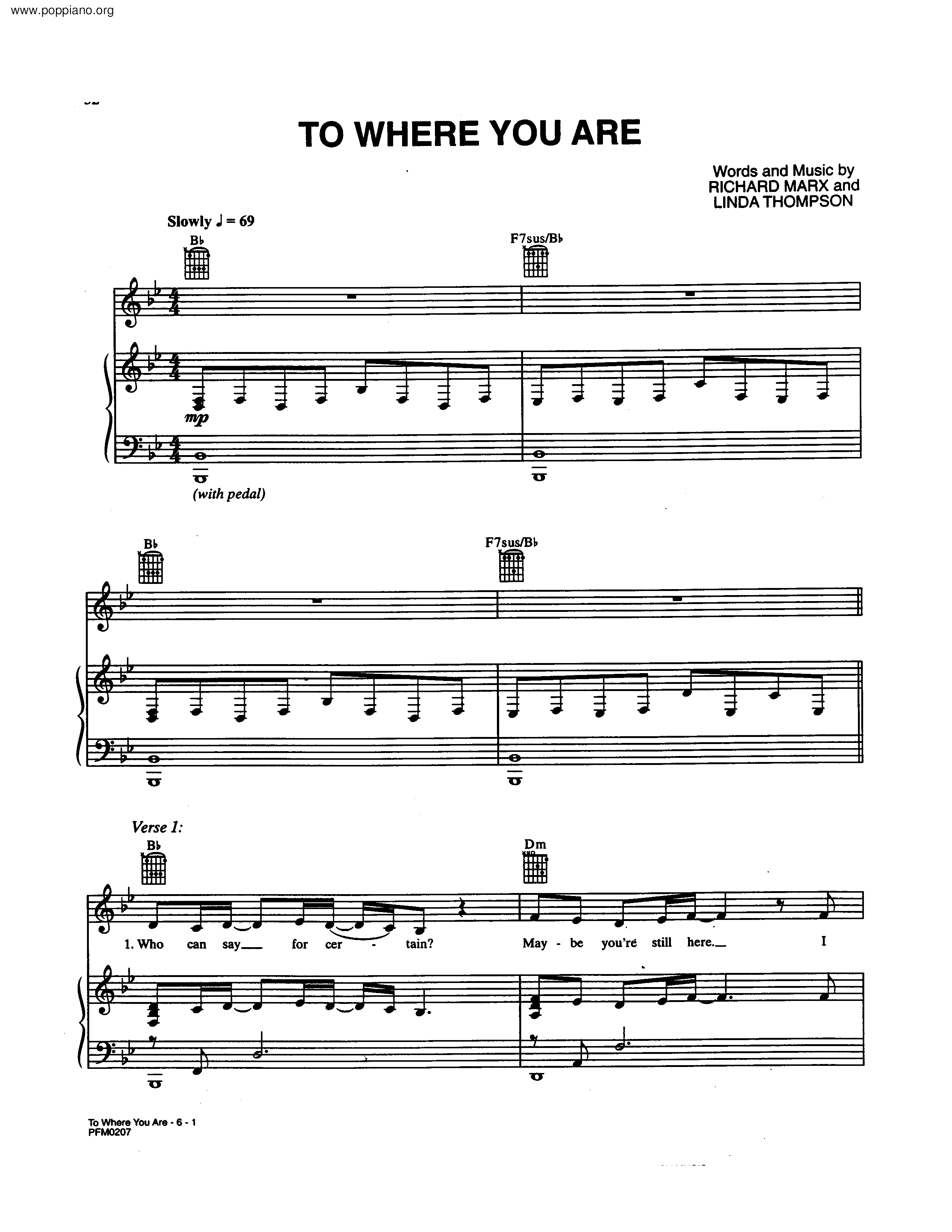 Richard Marx-To Where You Are Sheet Music pdf, - Free Score Download ★