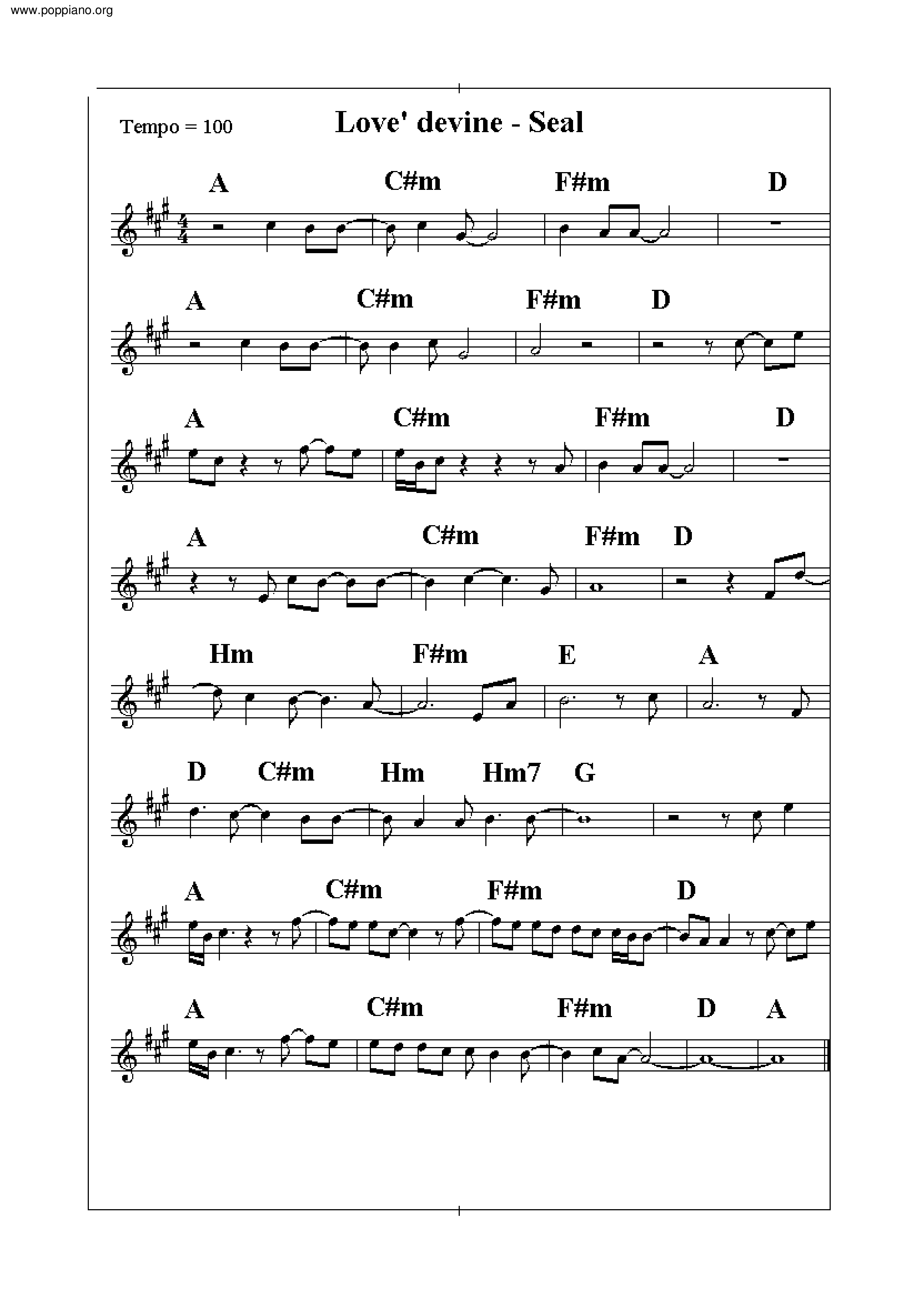 Seal-Loves Devine Sheet Music pdf, - Free Score Download ★