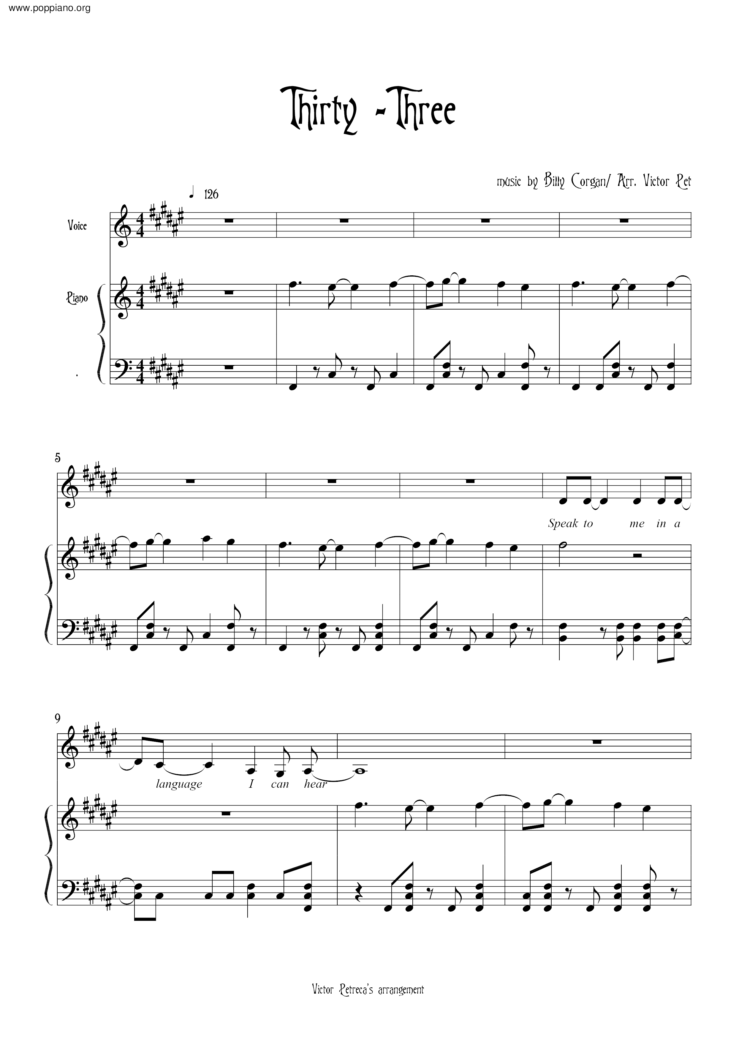 The Smashing Pumpkins-Thirty-Three Sheet Music pdf, - Free Score Download ★