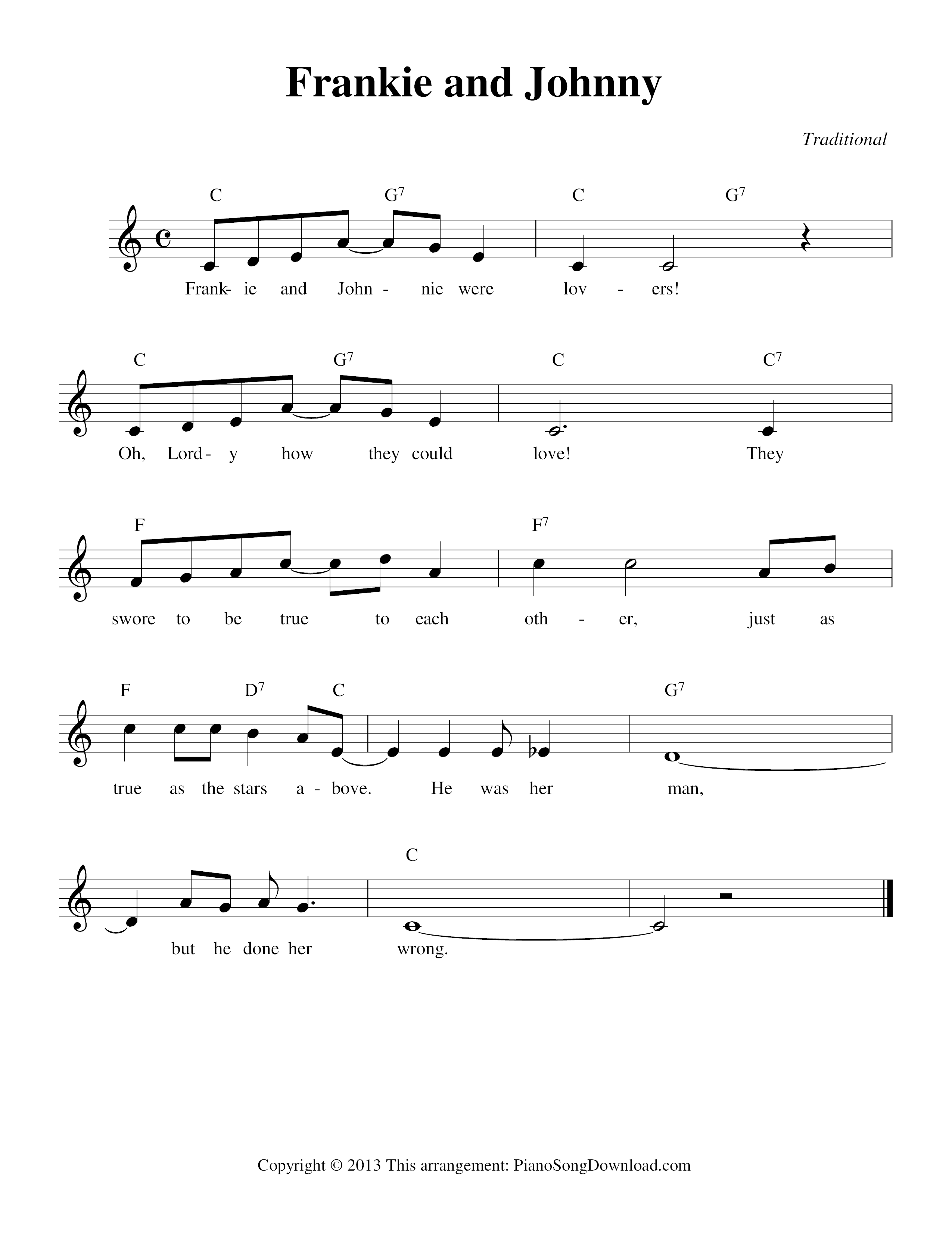 Traditional-Frankie and Johnny Sheet Music pdf, - Free Score Download ★