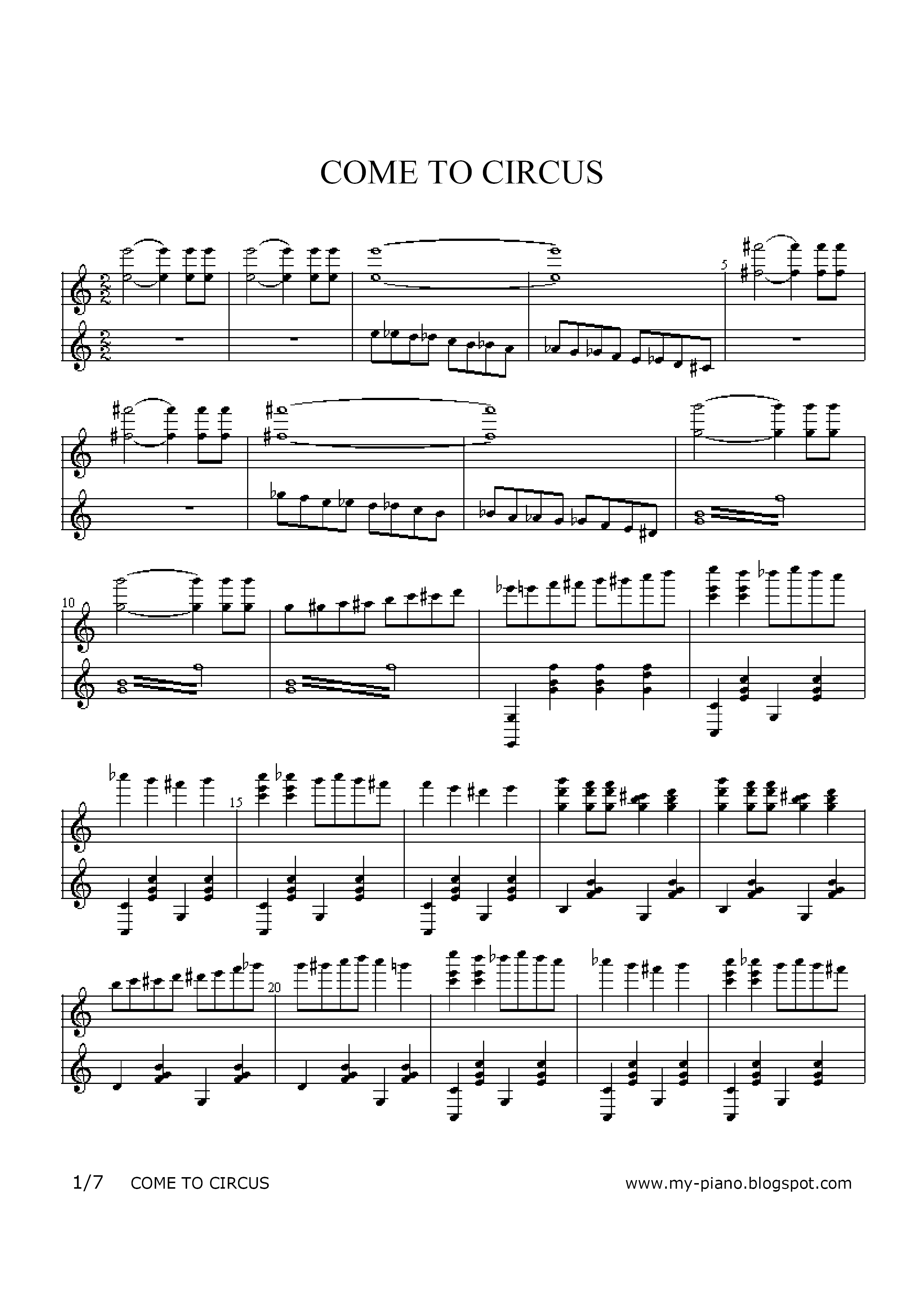 Unknown-Come To Circus Sheet Music pdf, - Free Score Download ★