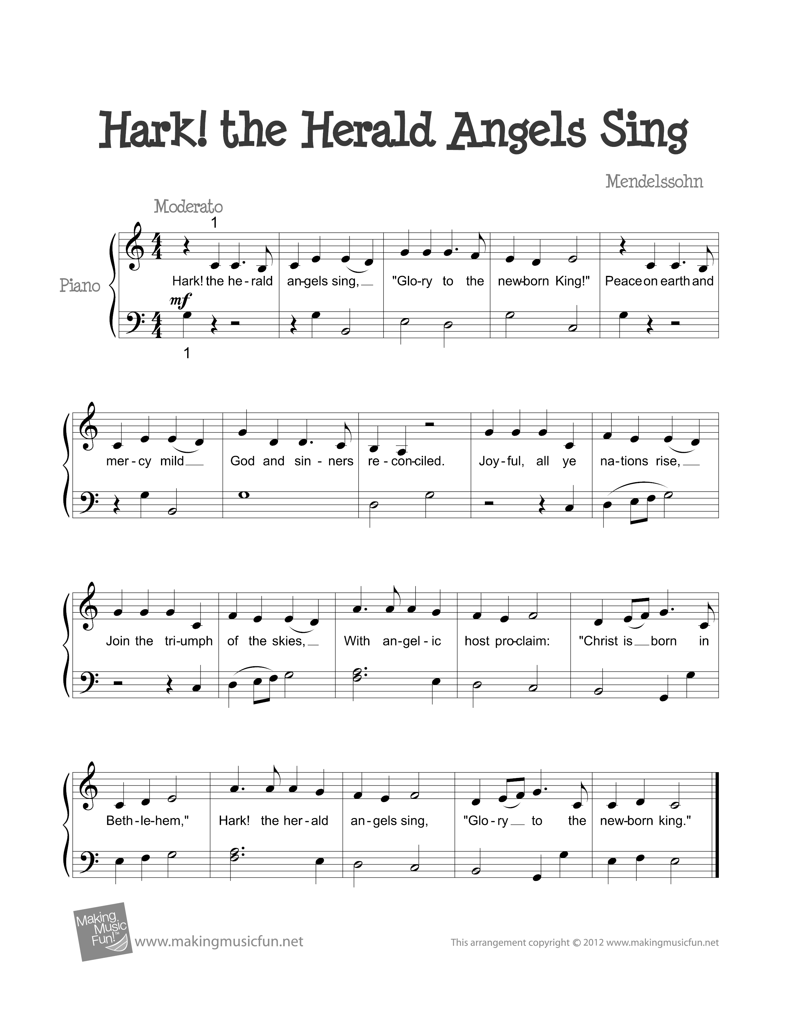 Christmas-Hark! The Herald Angels Sing Sheet Music pdf, - Free Score ...