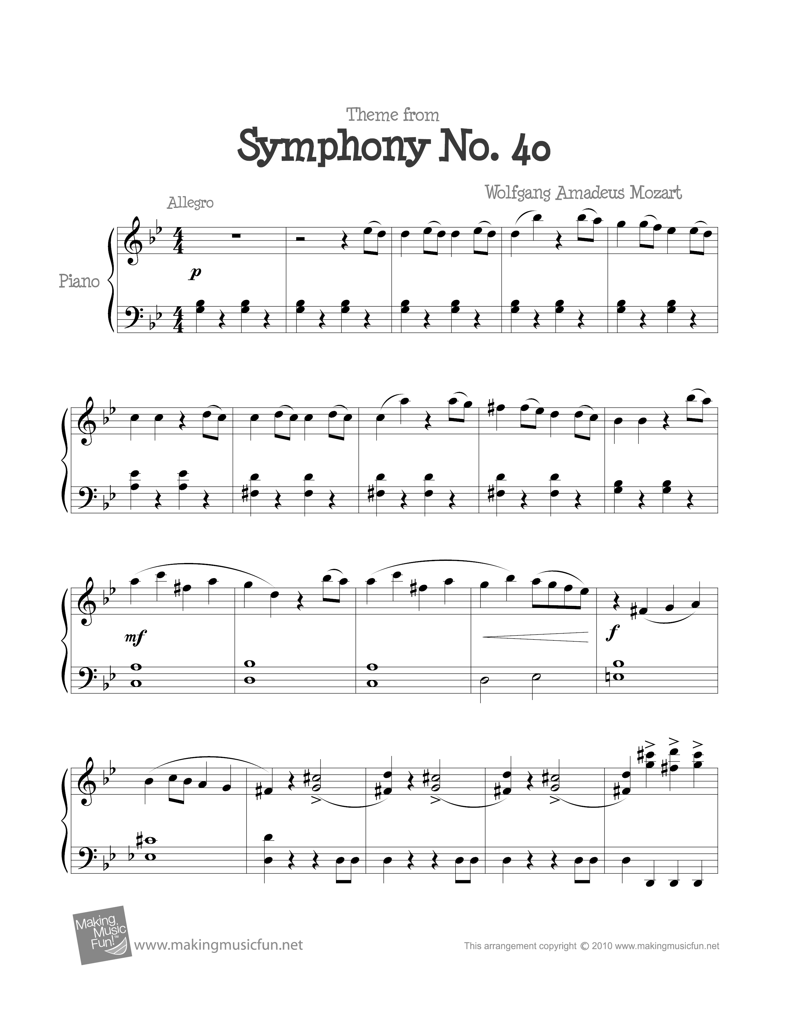 Mozart-Symphony No. 40 Sheet Music pdf, - Free Score Download ★