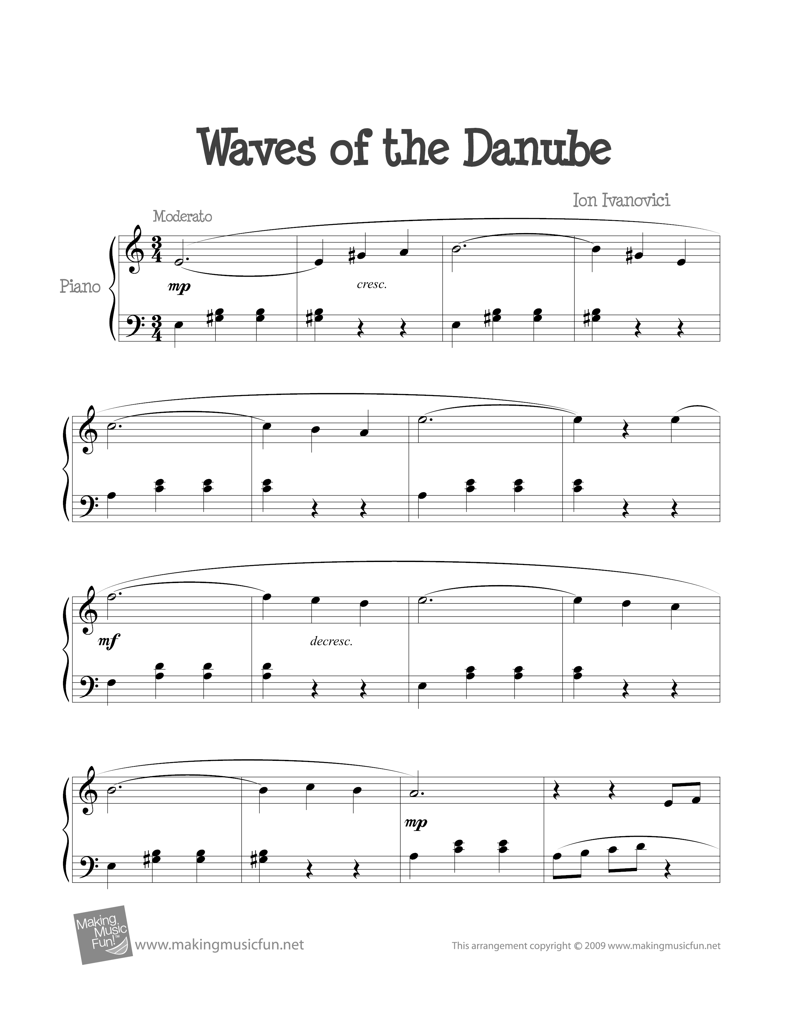Ion Ivanovici-Waves of the Danube Sheet Music pdf, - Free Score Download ★