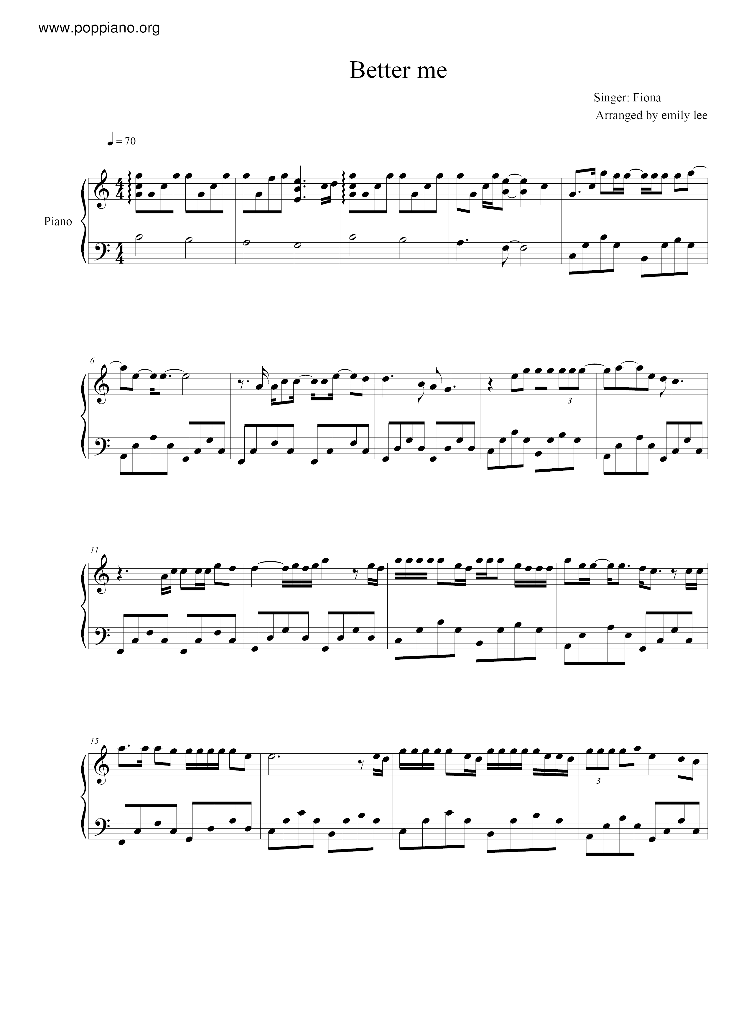 Fiona Sit-Better Me Sheet Music pdf, - Free Score Download ★