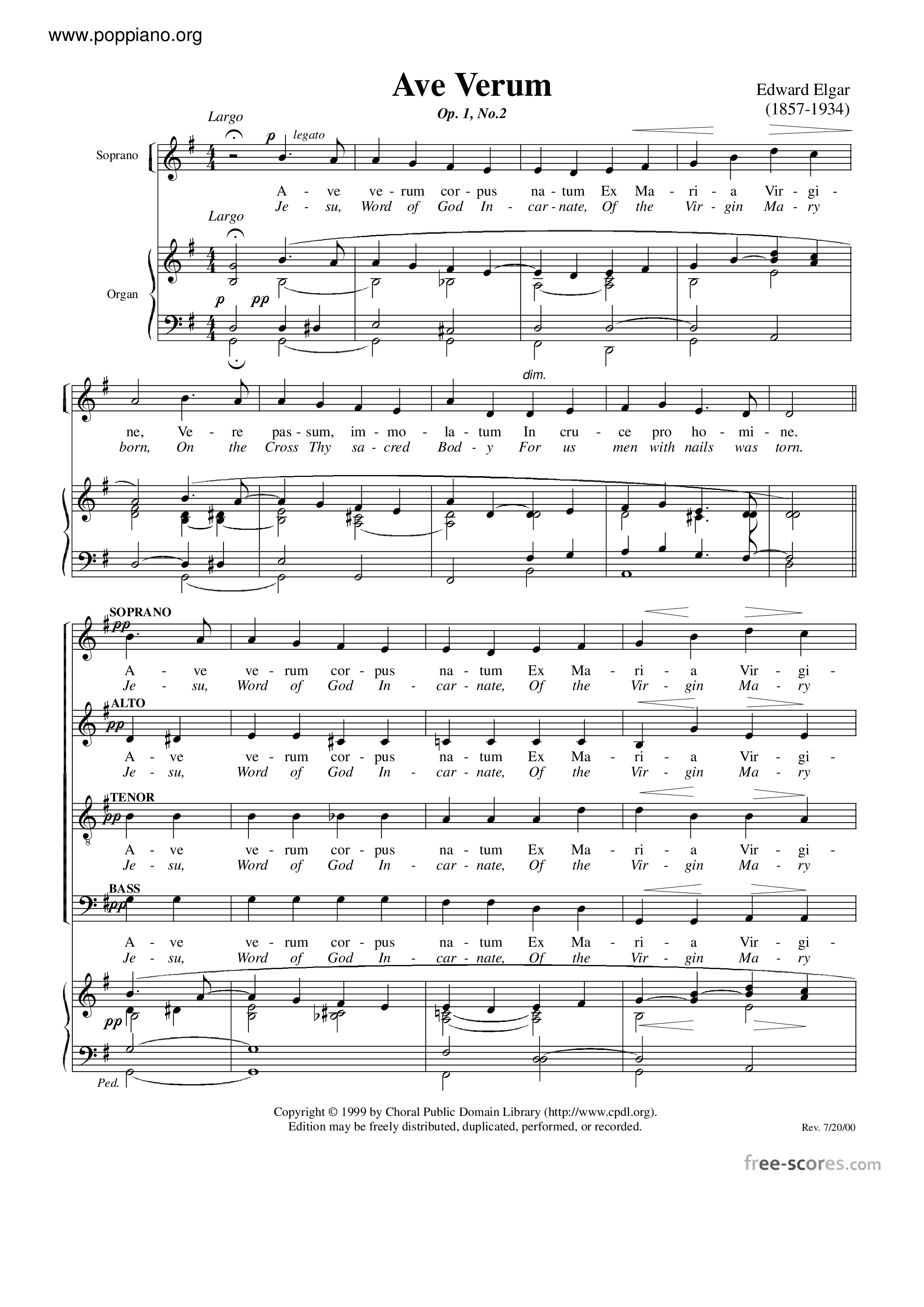 Edward Elgar-Ava Maria Corpus Sheet Music pdf, - Free Score Download ★
