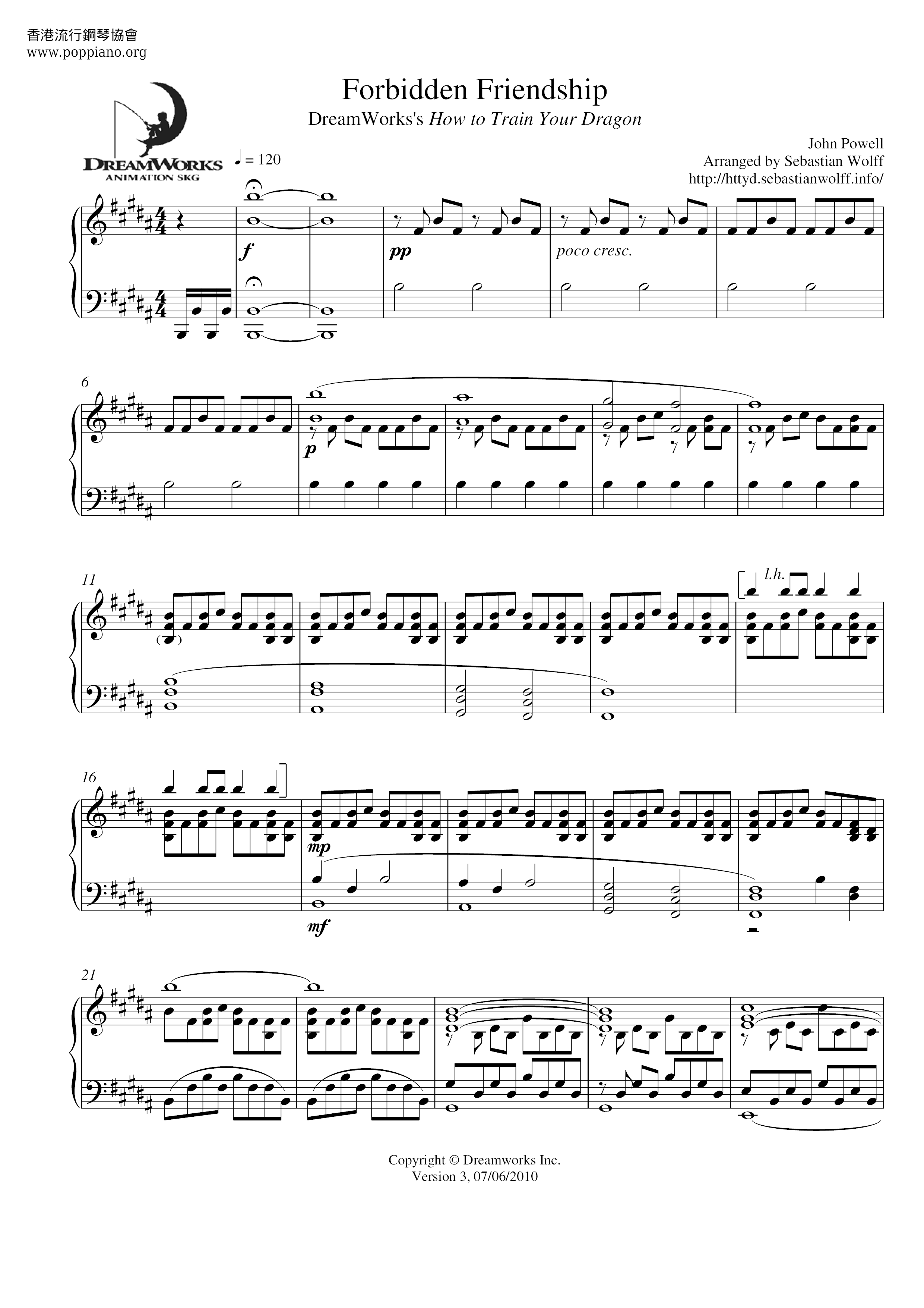 John Powell-Forbidden Friendship - How To Train Your Dragon Sheet Music ...