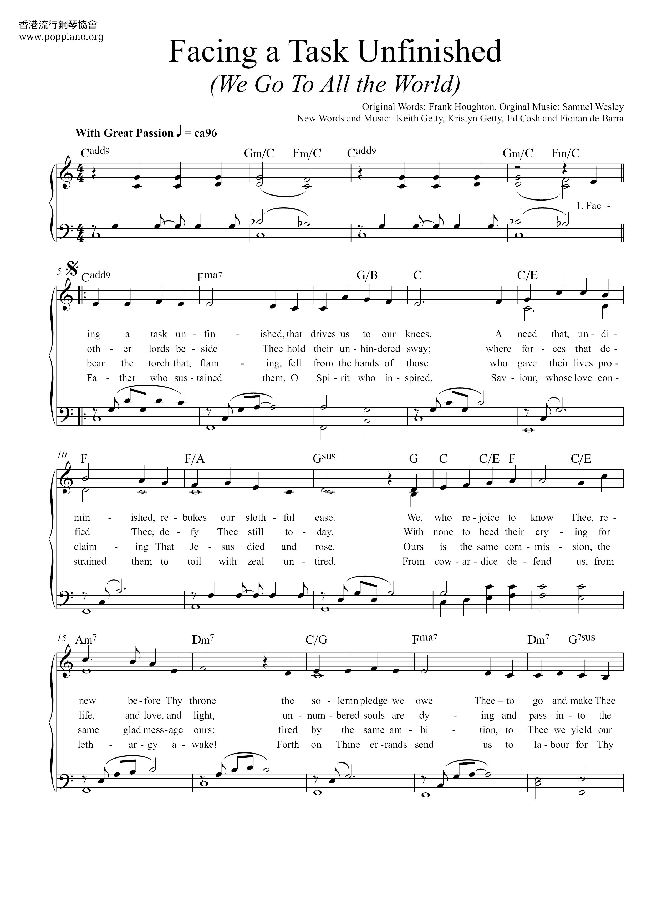 Hymn-Facing A Task Unfinished Sheet Music pdf, - Free Score Download ★
