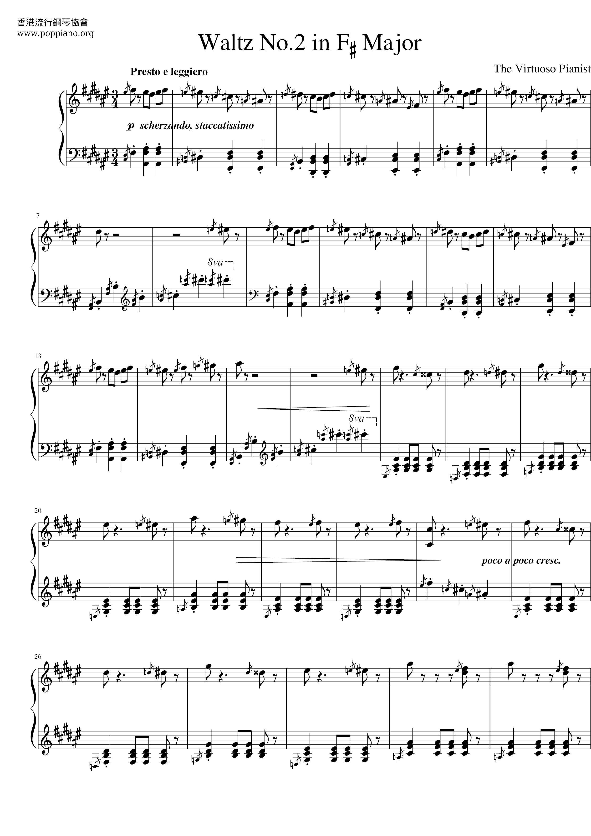 The Virtuoso Pianist-Waltz No.2 In F-sharp Major Sheet Music pdf ...