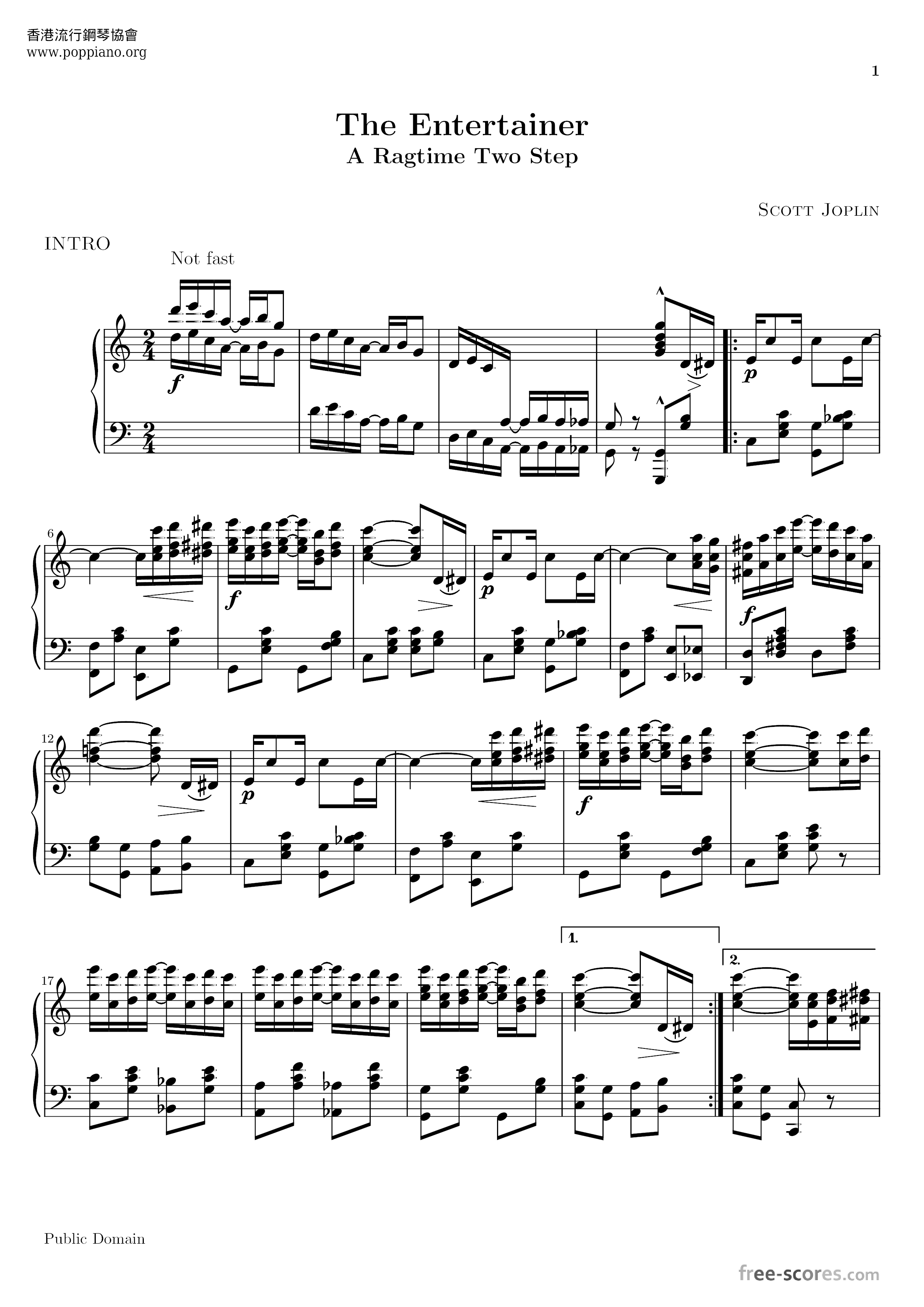 Scott Joplin-The Entertainer Sheet Music pdf, - Free Score Download ★