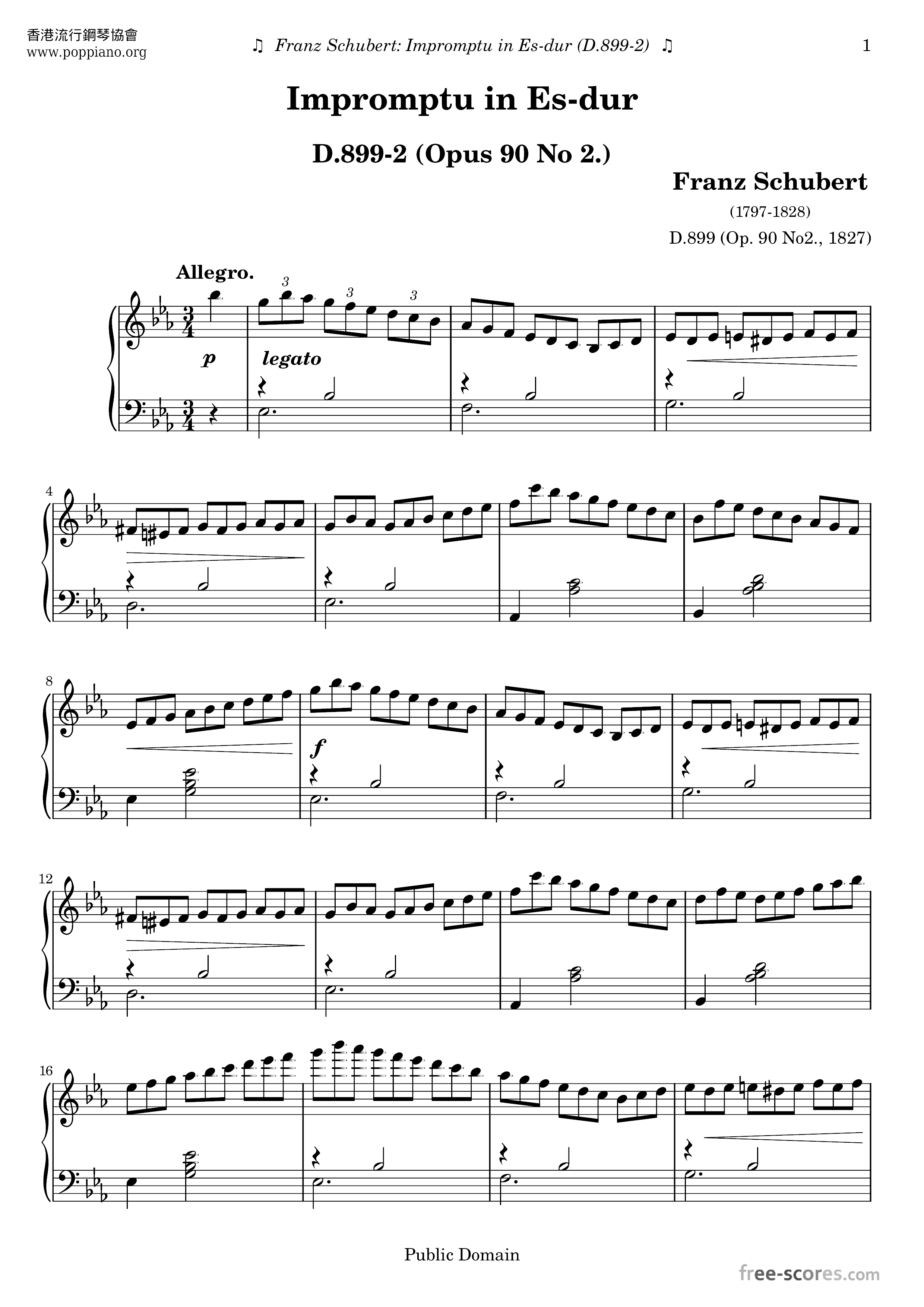 Schubert-Impromptu D. 899, No.2 Sheet Music pdf, - Free Score Download ★