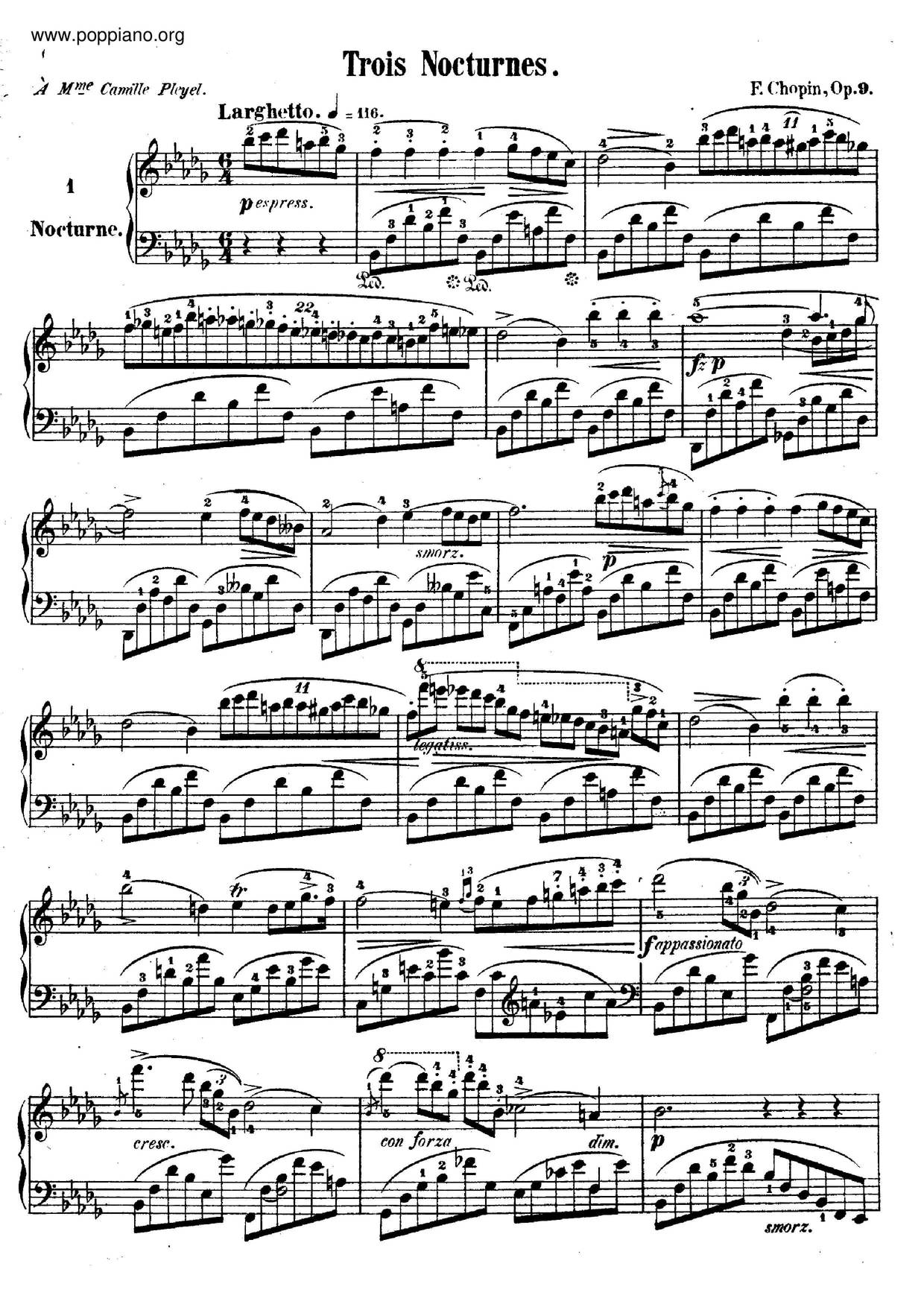 Chopin-Nocturne Op. 9 No. 1 in B flat minor Sheet Music pdf, - Free Score Download ★