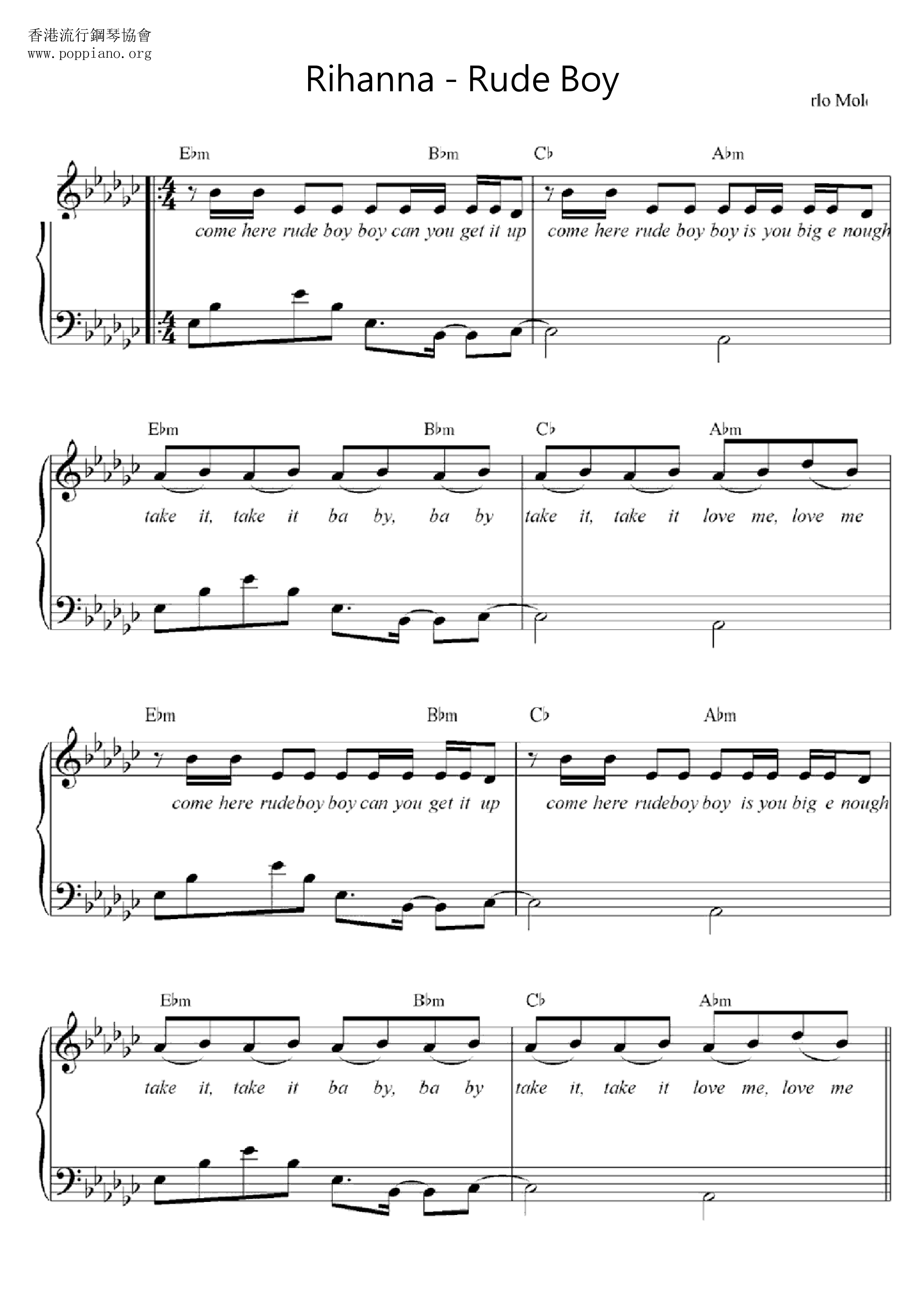 Rihanna-Rude Boy Sheet Music pdf, - Free Score Download ★