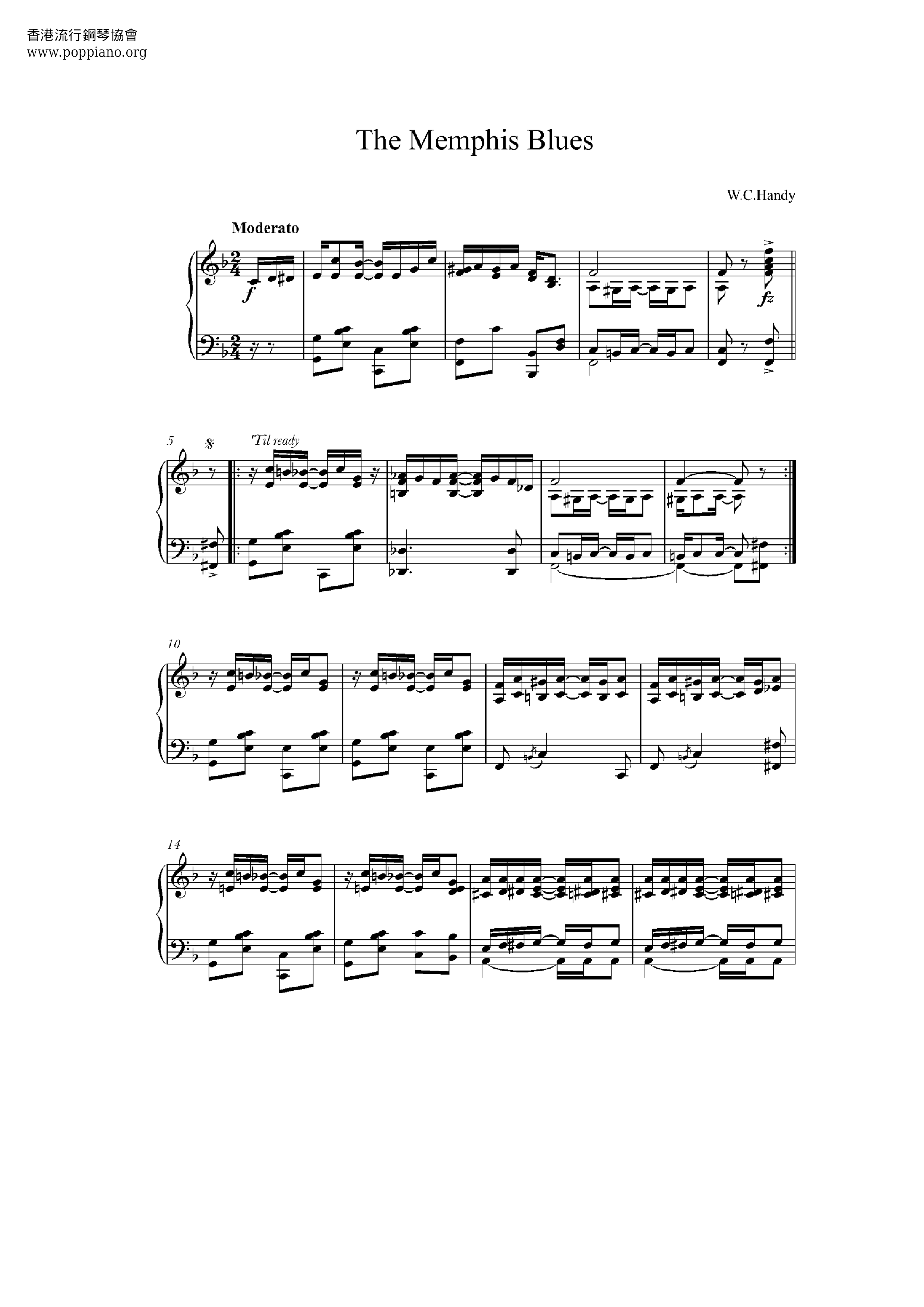 W C Handy-The Memphis Blues Sheet Music pdf, - Free Score Download ★