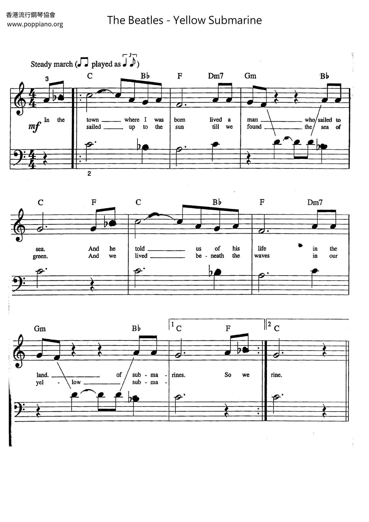 The Beatles Yellow Submarine Sheet Music Pdf Free Score Download ★