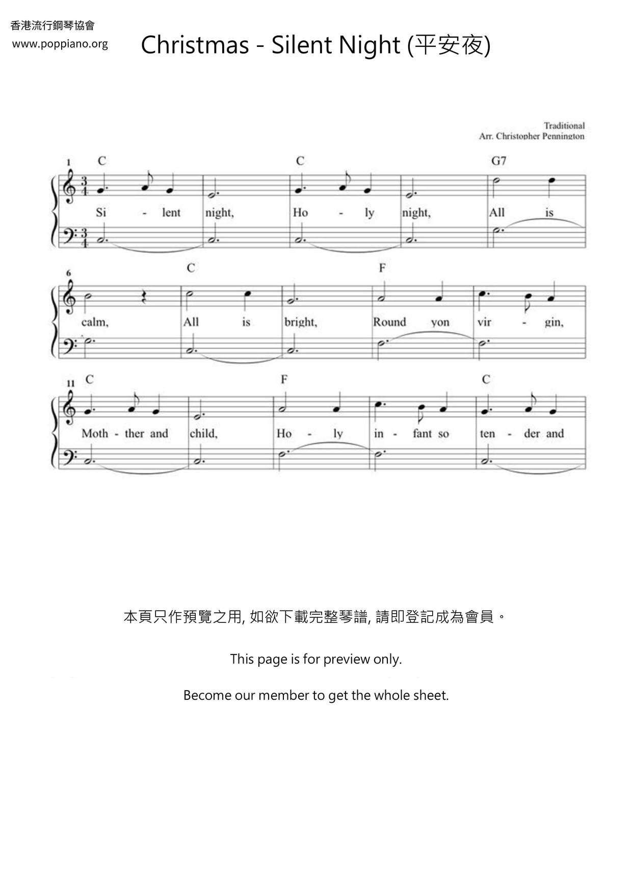 Christmas-Silent Night (Christmas Eve) Sheet Music pdf, - Free Score ...