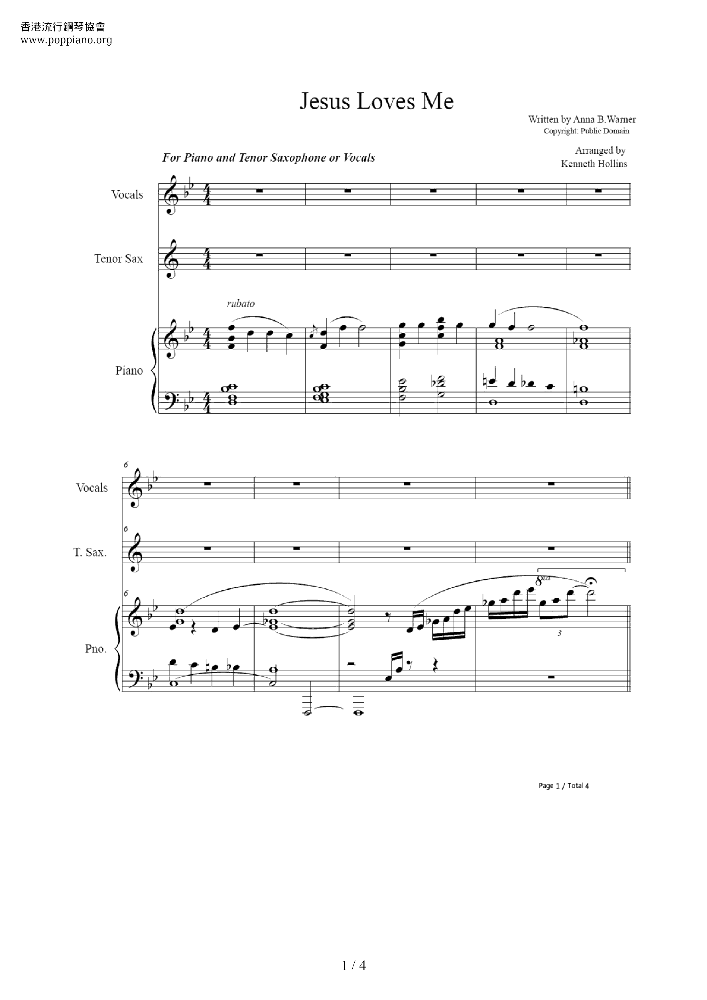 Hymn-Jesus Loves Me Sheet Music pdf, - Free Score Download ★