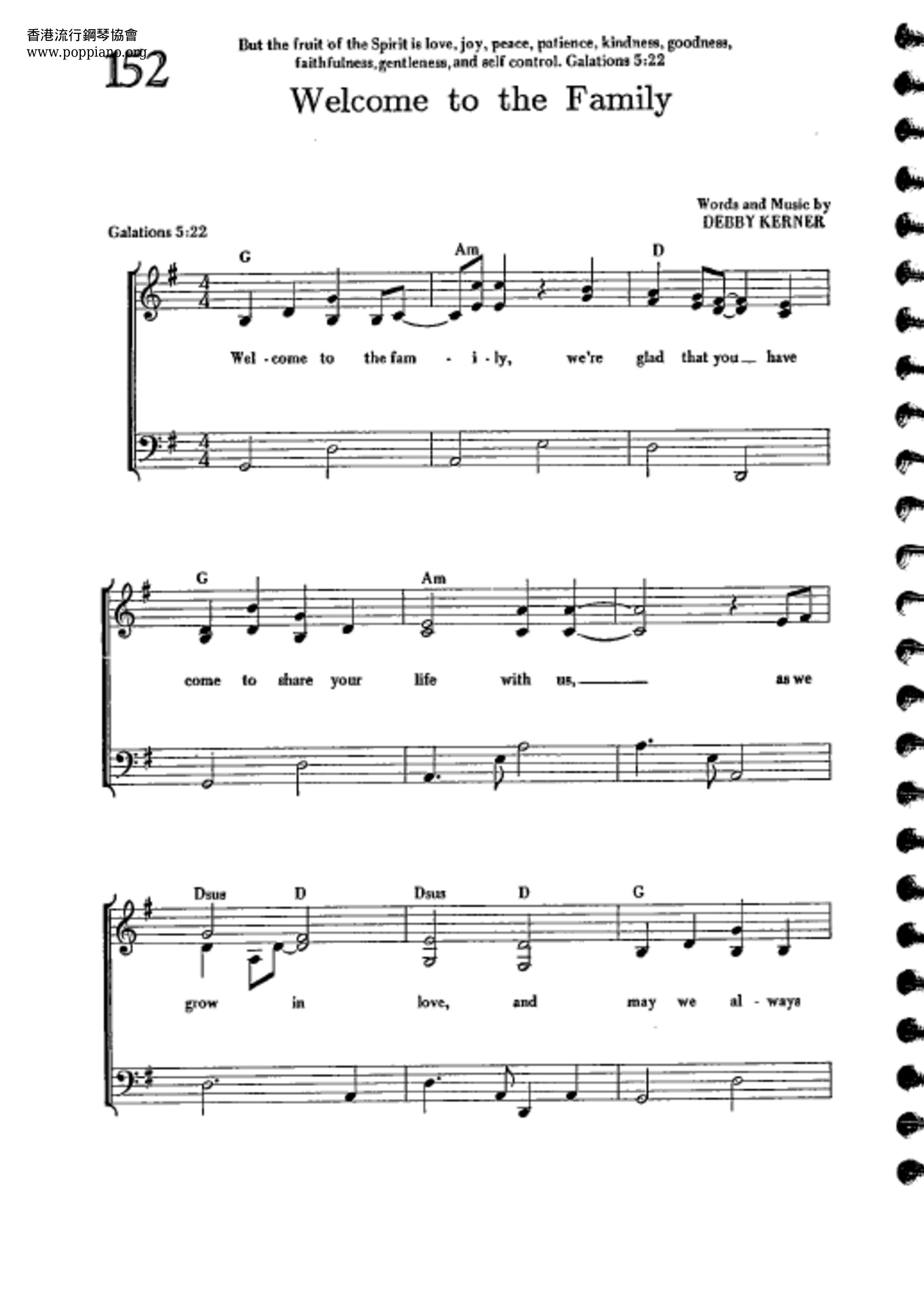 Hymn-Welcome To The Family Sheet Music pdf, - Free Score Download ★