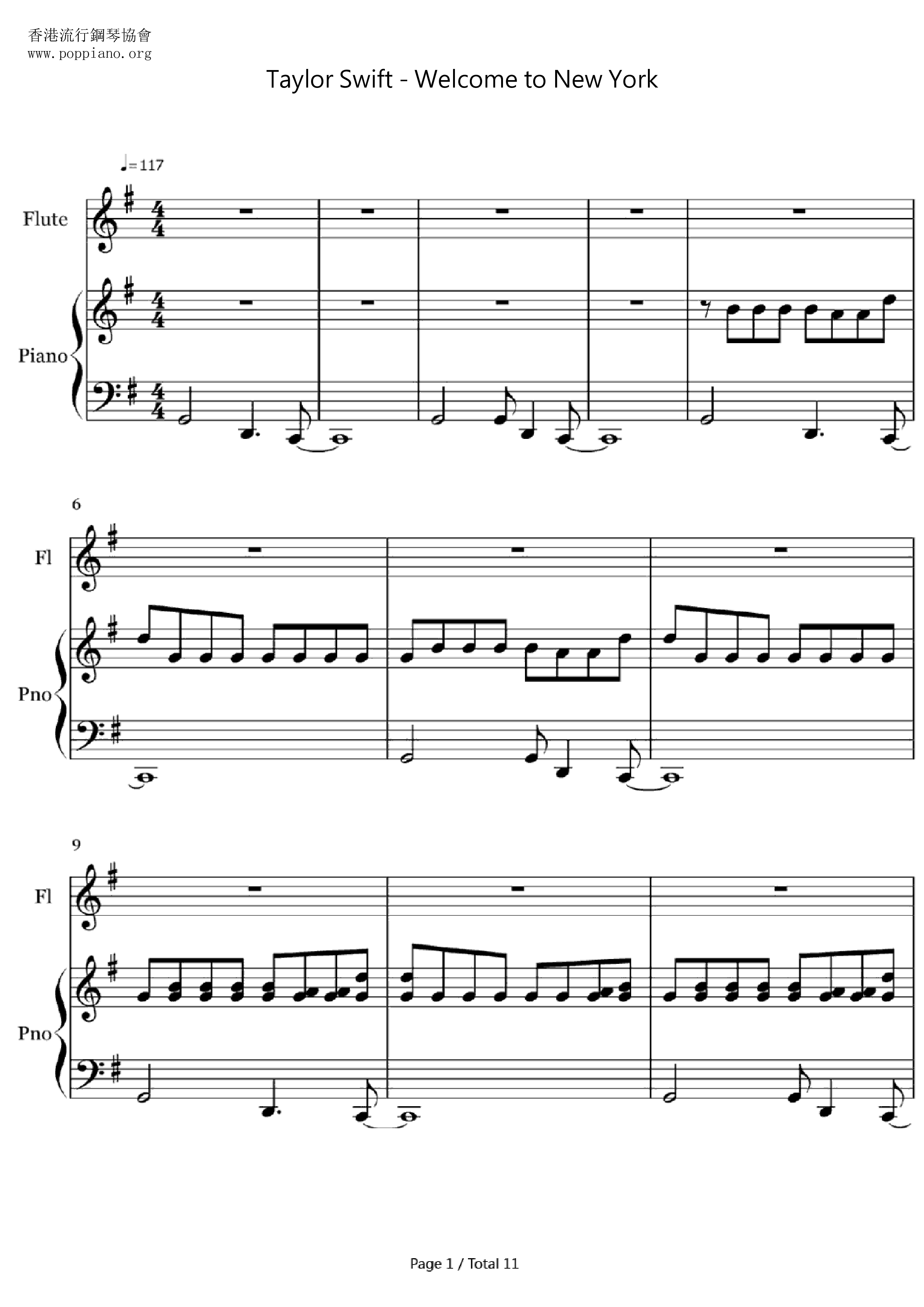 Taylor Swift-Welcome to New York Sheet Music pdf, - Free Score Download ★