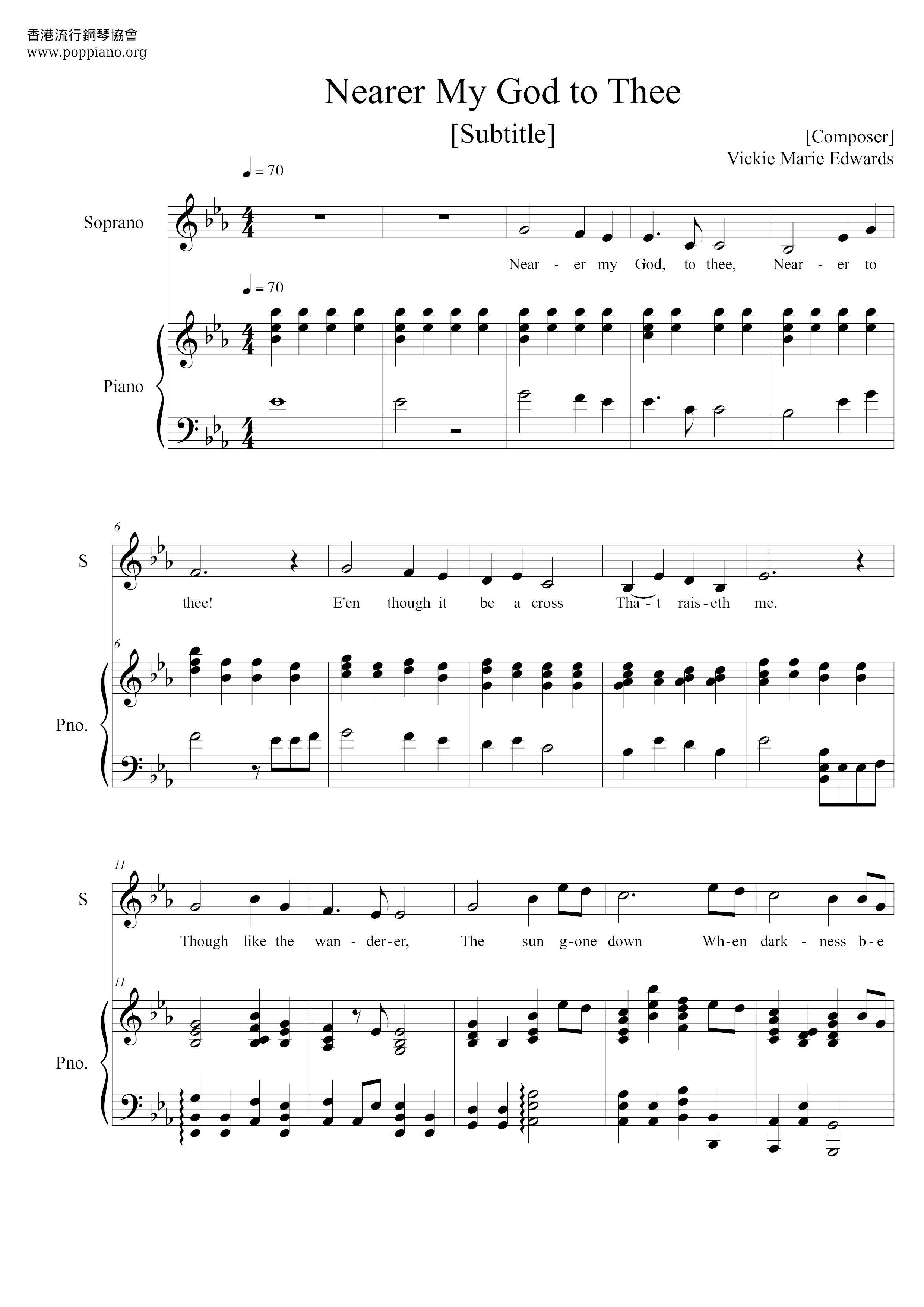 Hymn-Nearer, My God, To Thee Close To The Lord Sheet Music pdf, - Free ...