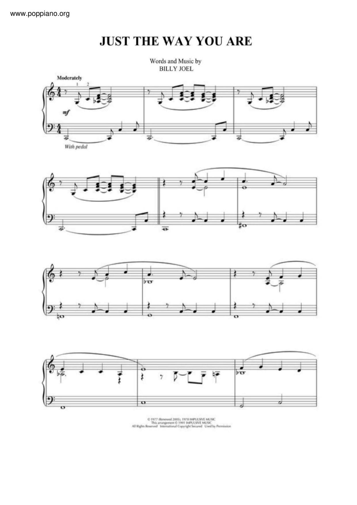 Billy Joel-Just The Way You Are Sheet Music pdf, - Free Score Download ★
