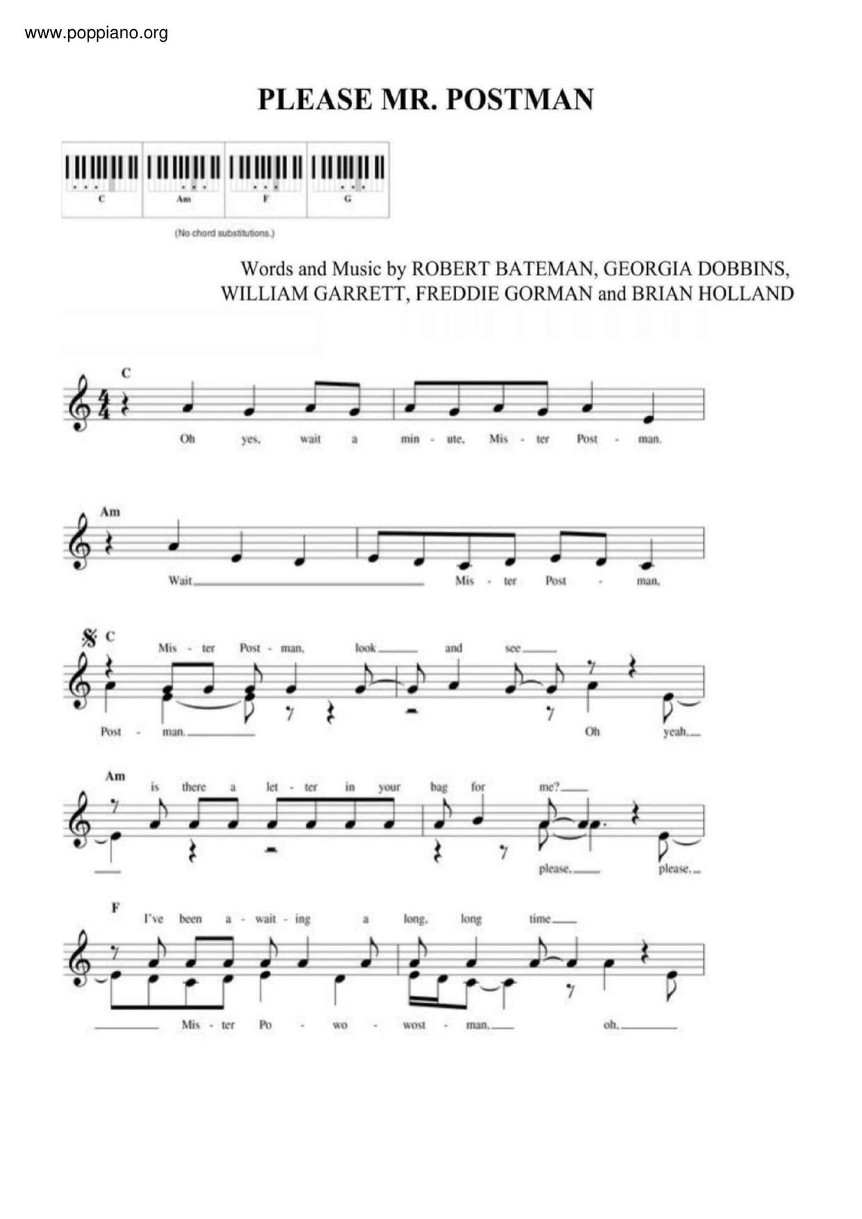 Carpenters-Please Mr. Postman Violin Score pdf, (カーペンターズ) - Free Score ...