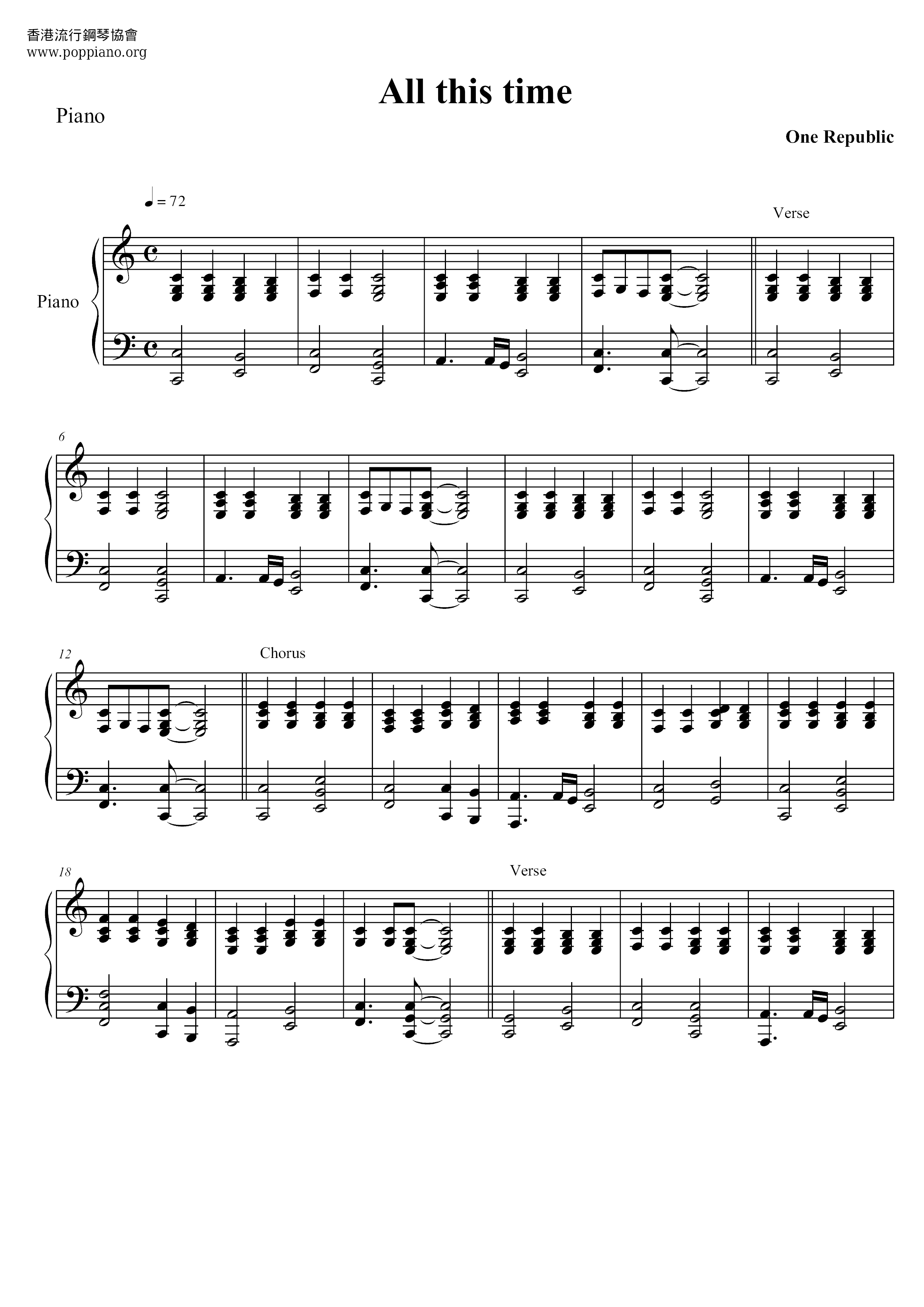OneRepublic-All This Time Sheet Music pdf, - Free Score Download ★ OneRepublic-All This Time Sheet Music pdf, - Free Score Download ★