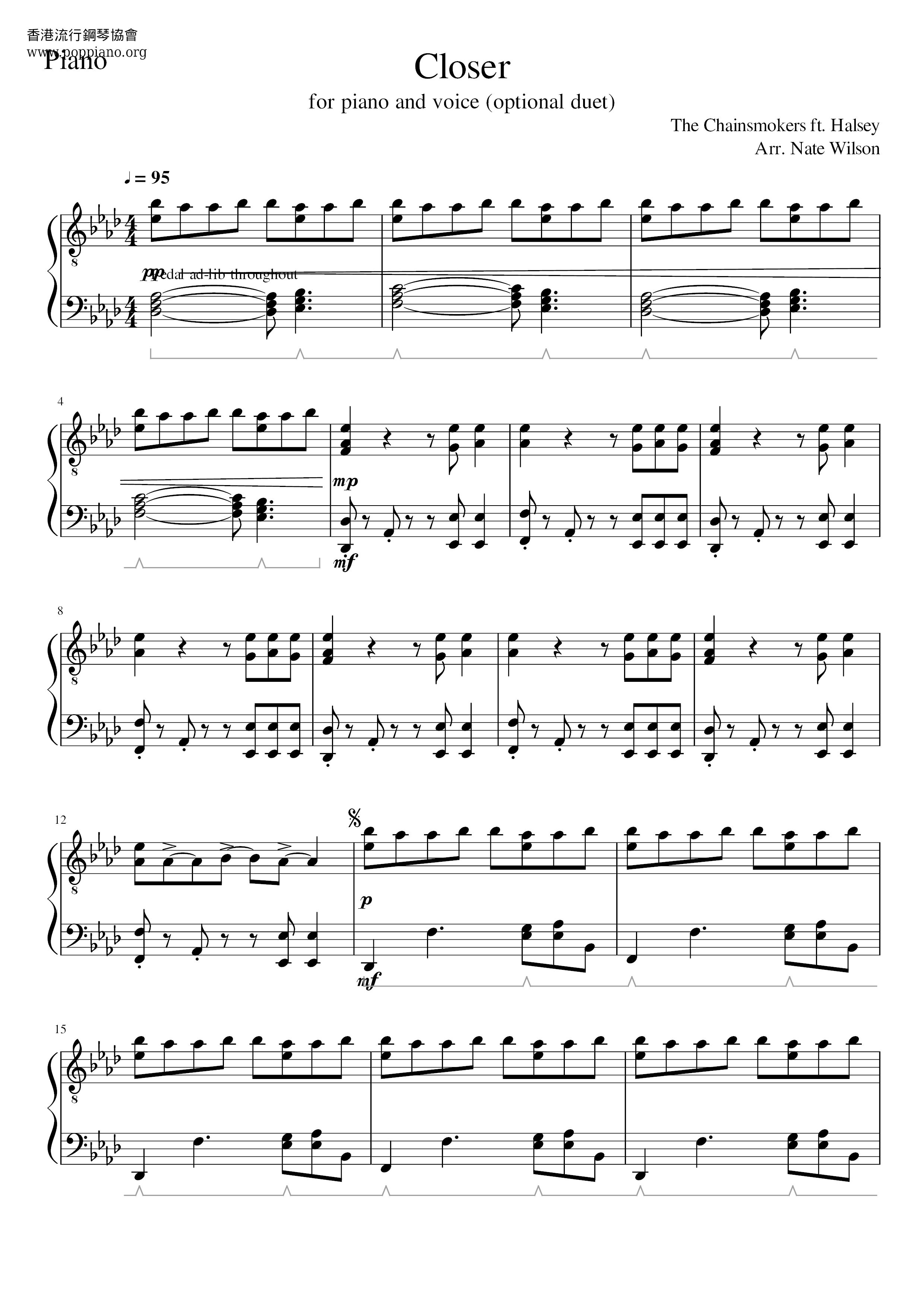 The Chainsmokers Halsey Closer Sheet Music Pdf Free Score Download ★