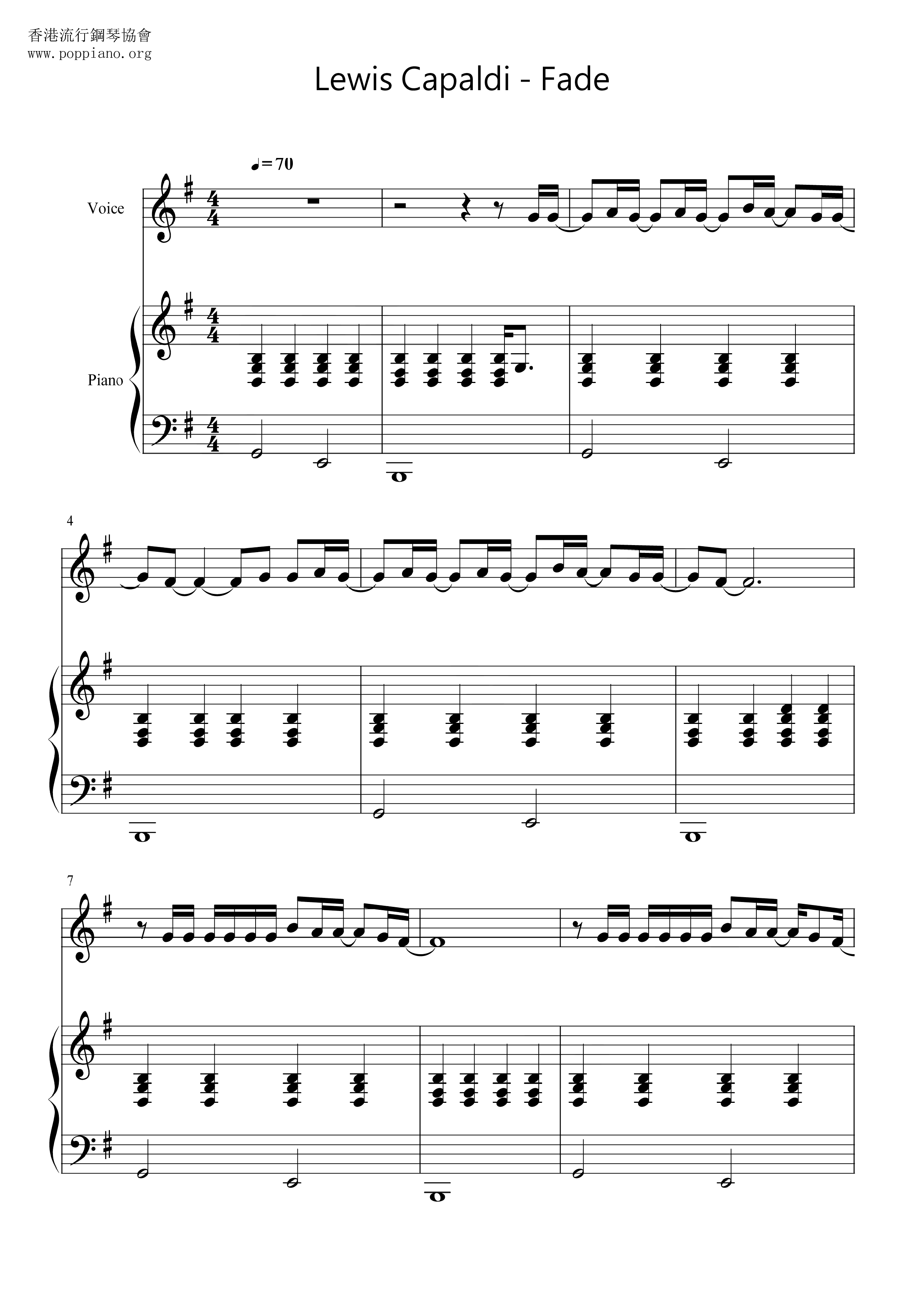 Lewis Capaldi-Fade Sheet Music pdf, - Free Score Download ★