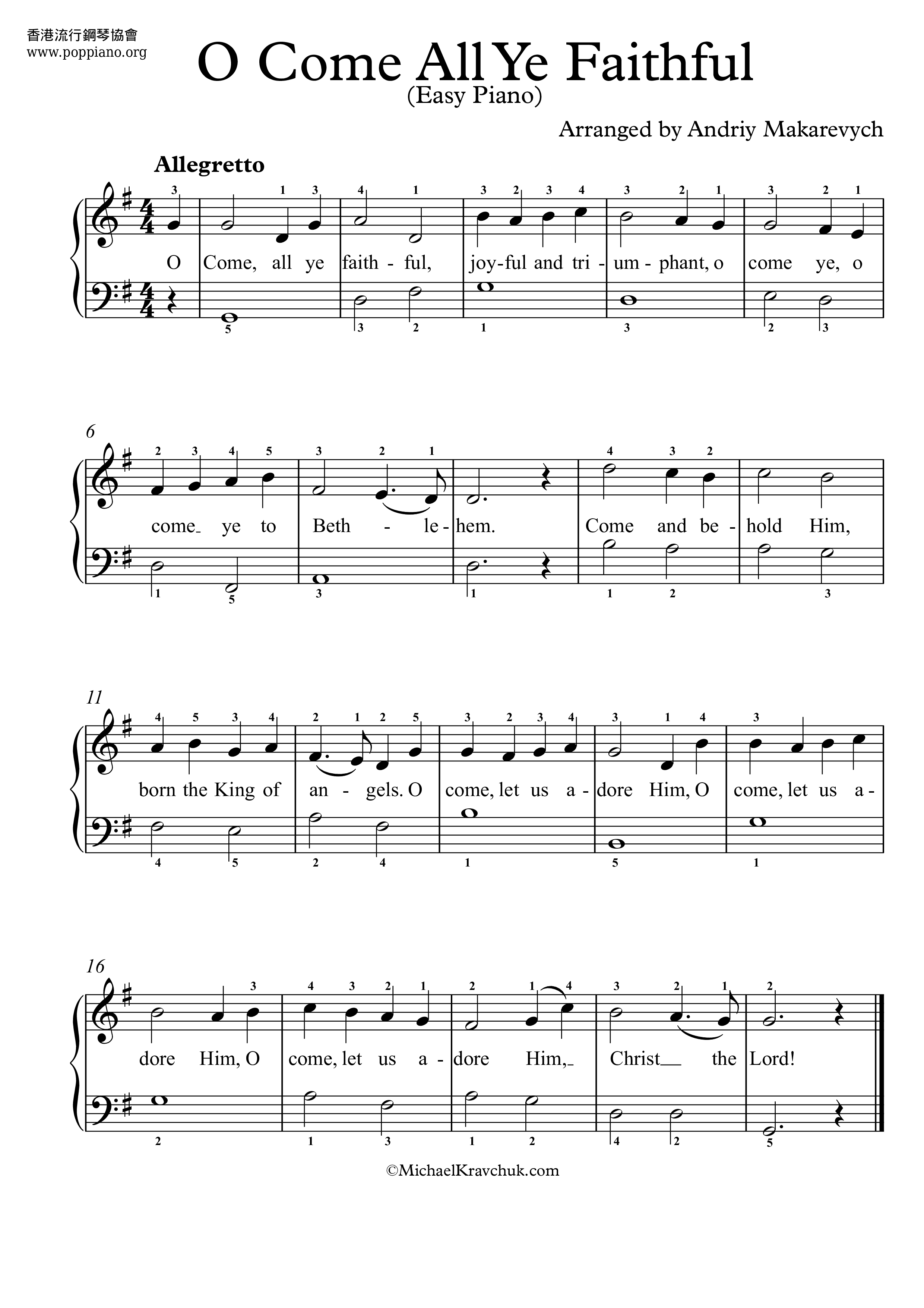 Christmas-O Come, All Ye Faithful Sheet Music pdf, - Free Score Download ★