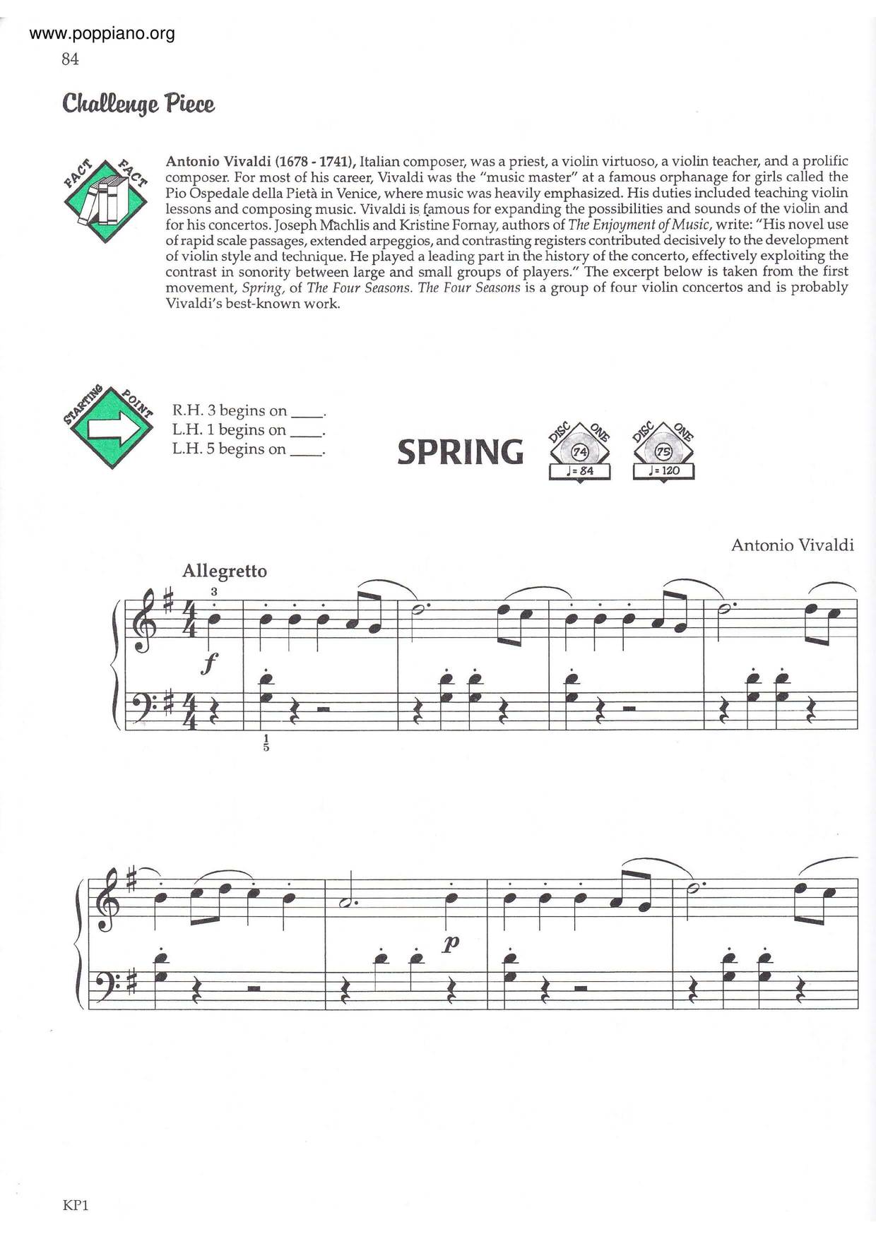 Vivaldi-Four Seasons - Spring Sheet Music pdf, - Free Score Download ★