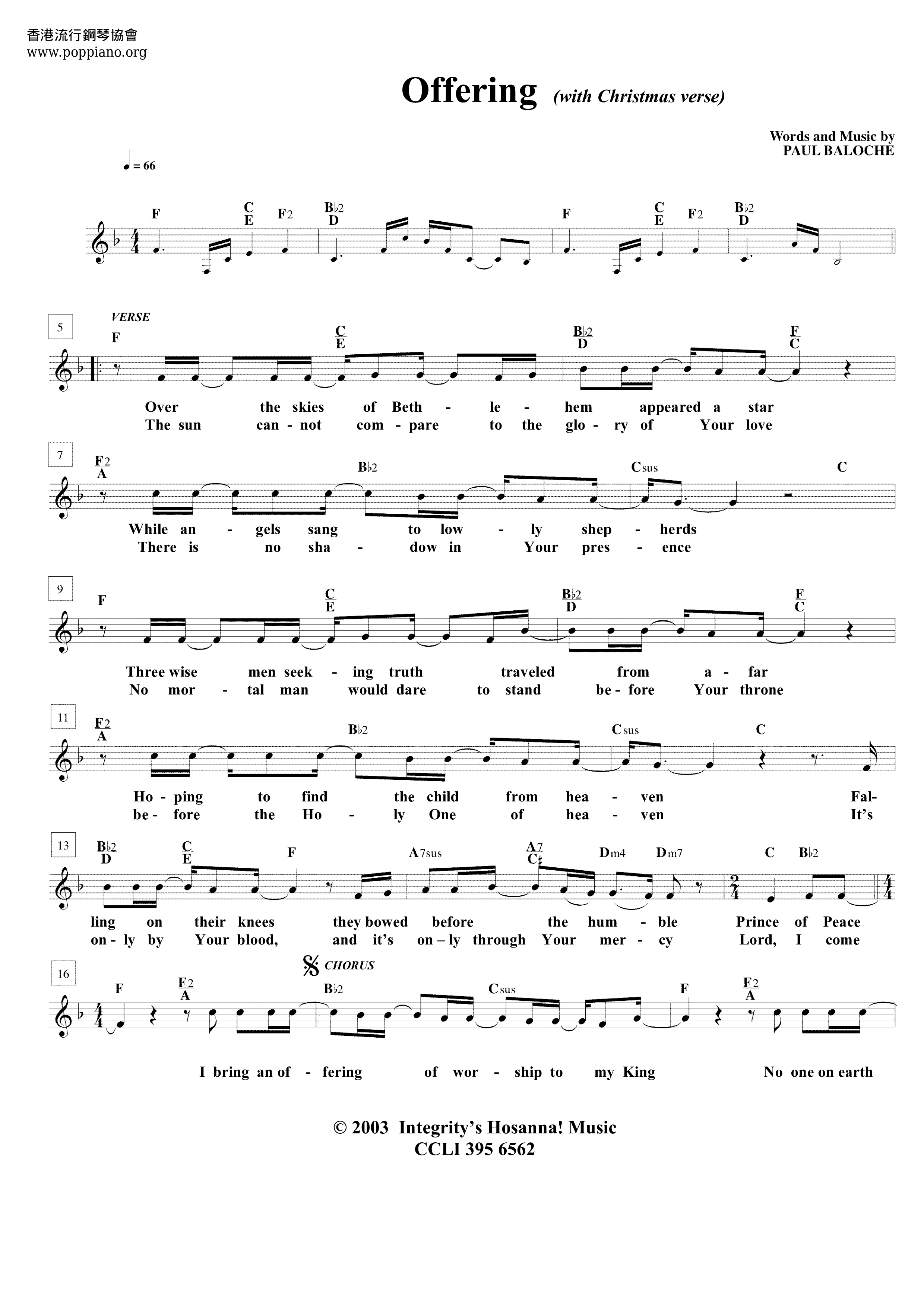 Paul Baloche-Offering Sheet Music pdf, - Free Score Download ★