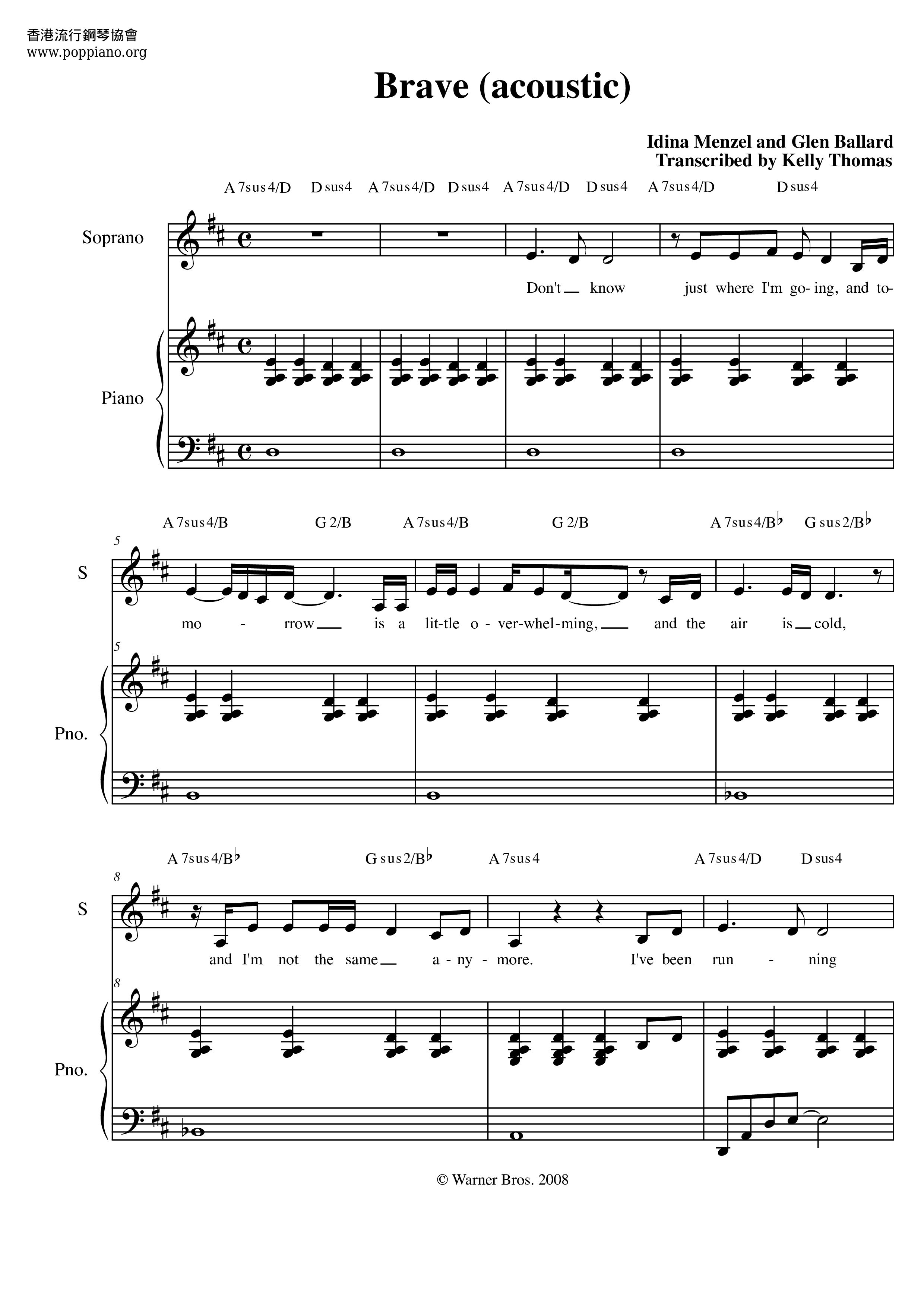 Idina Menzel-Brave Sheet Music pdf, - Free Score Download ★