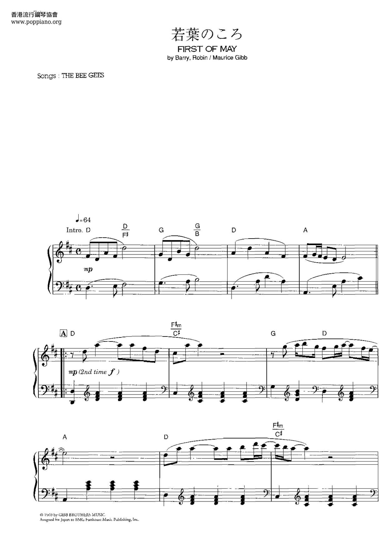 First of May | Sheet Music | Piano Score Free PDF Download | HK Pop ...