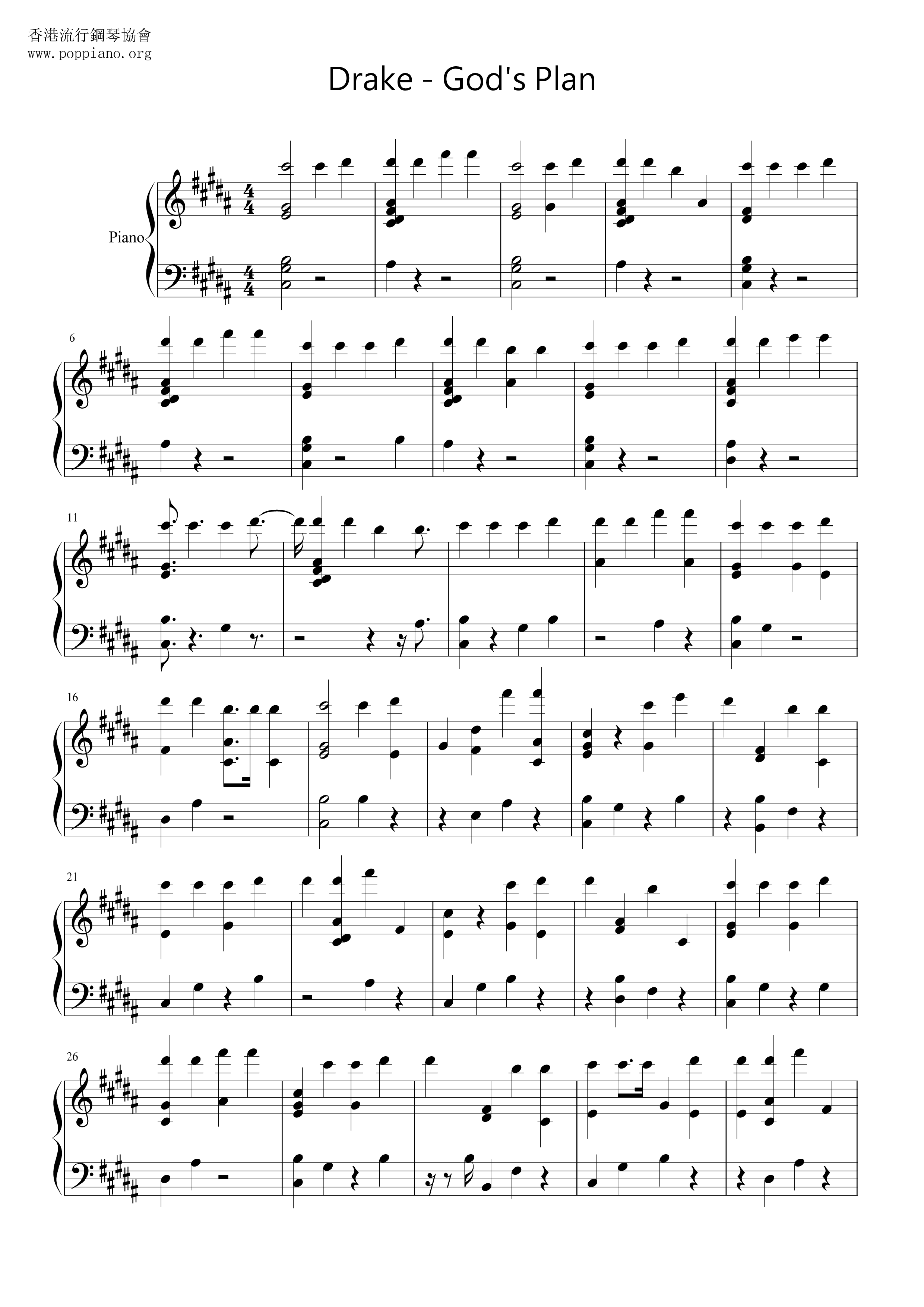 Drake-God's Plan Sheet Music pdf, - Free Score Download ★