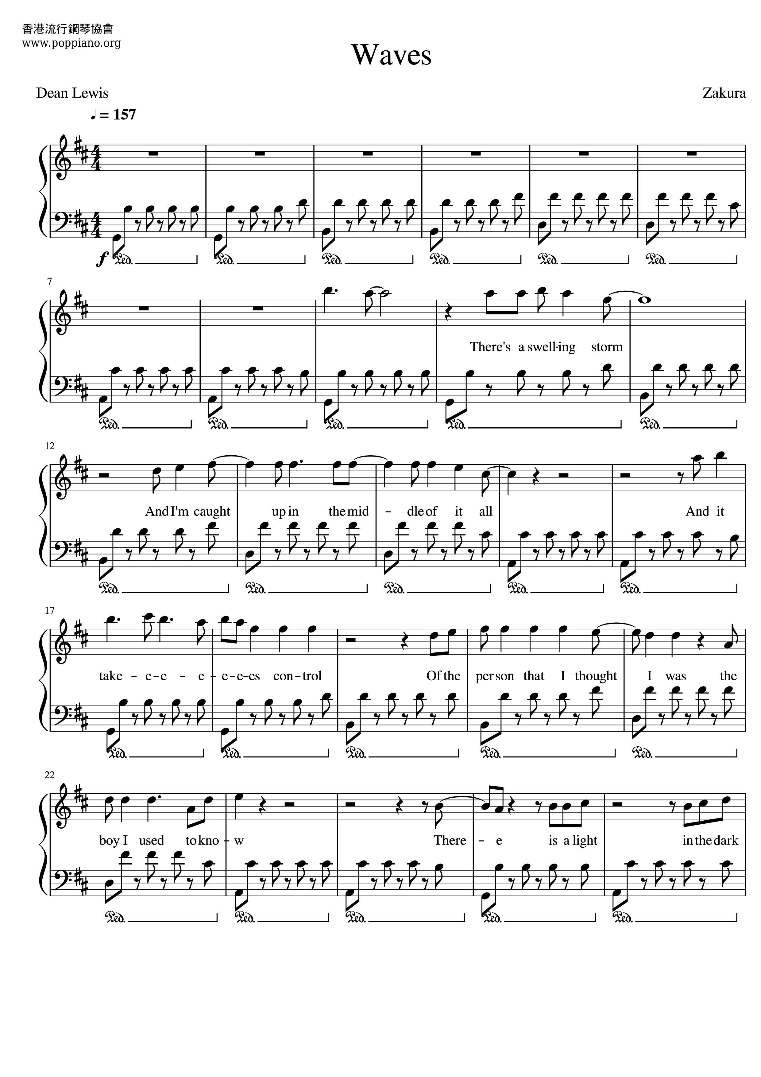waves - Sheet Music / Piano Score Free PDF Download - HK Pop Piano ...