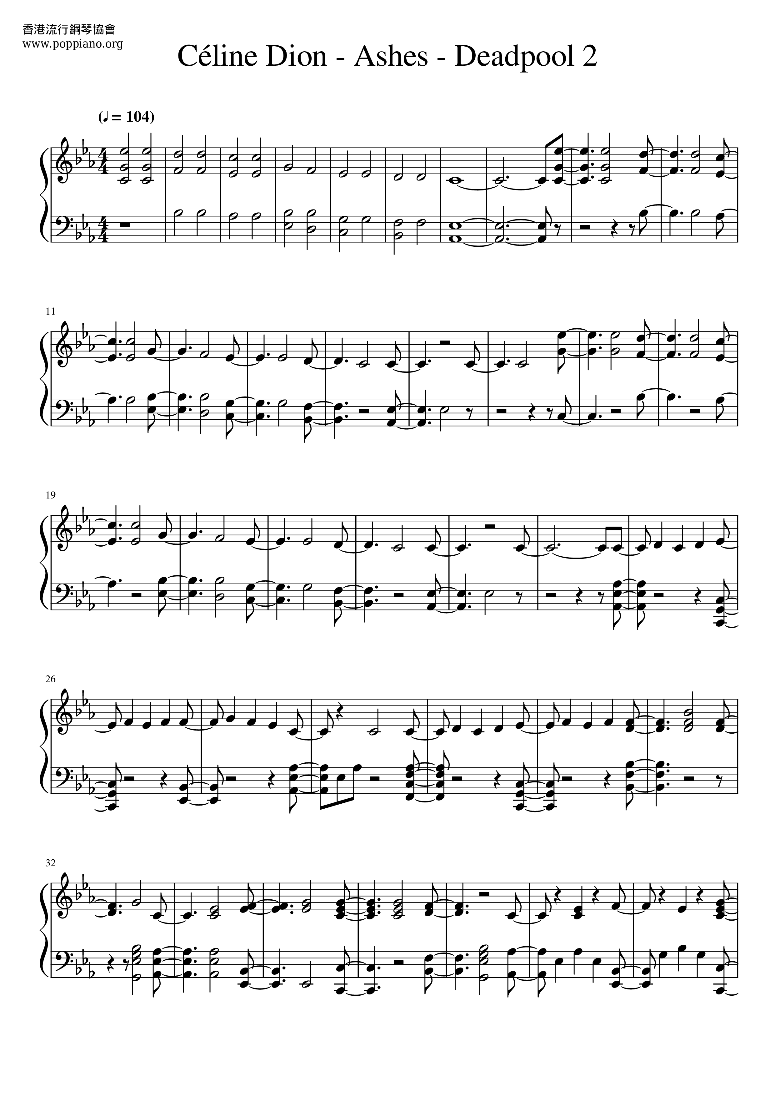 AshesAll Versions - Sheet Music / Piano Score Free PDF Download - HK ...