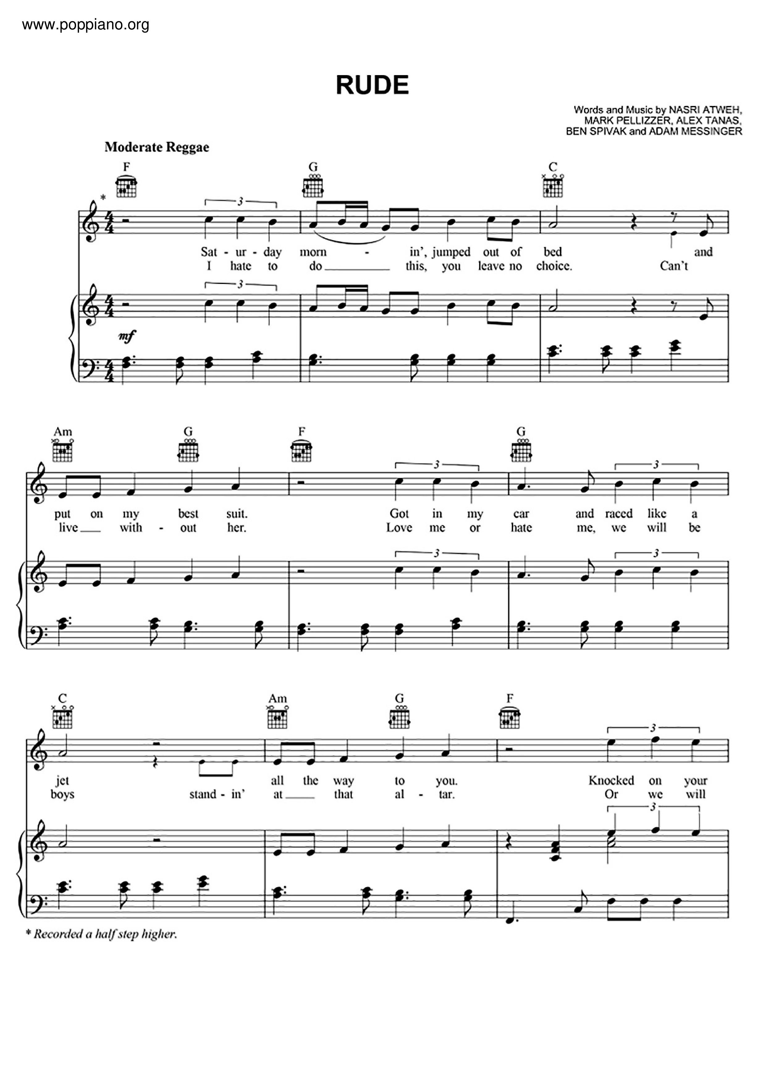 Magic!-Rude Sheet Music pdf, - Free Score Download ★