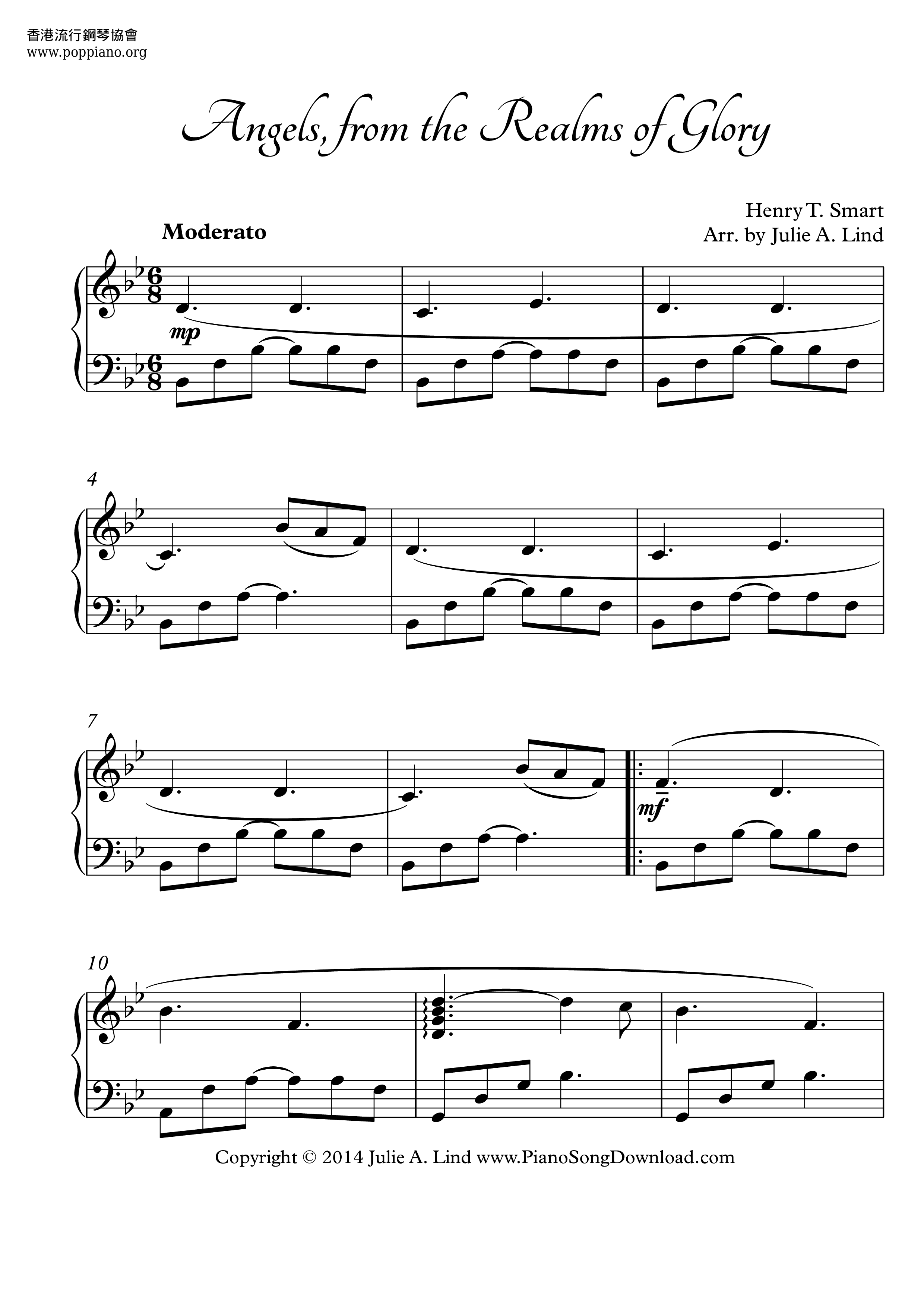 Christmas-Angels From The Realms Of Glory Sheet Music pdf, - Free Score ...