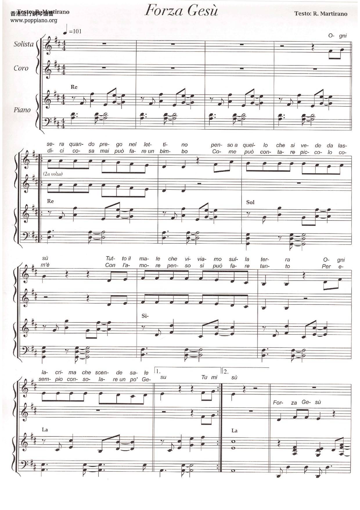 ★ 詩歌-Forza Gesu Sheet Music pdf, - Free Score Download