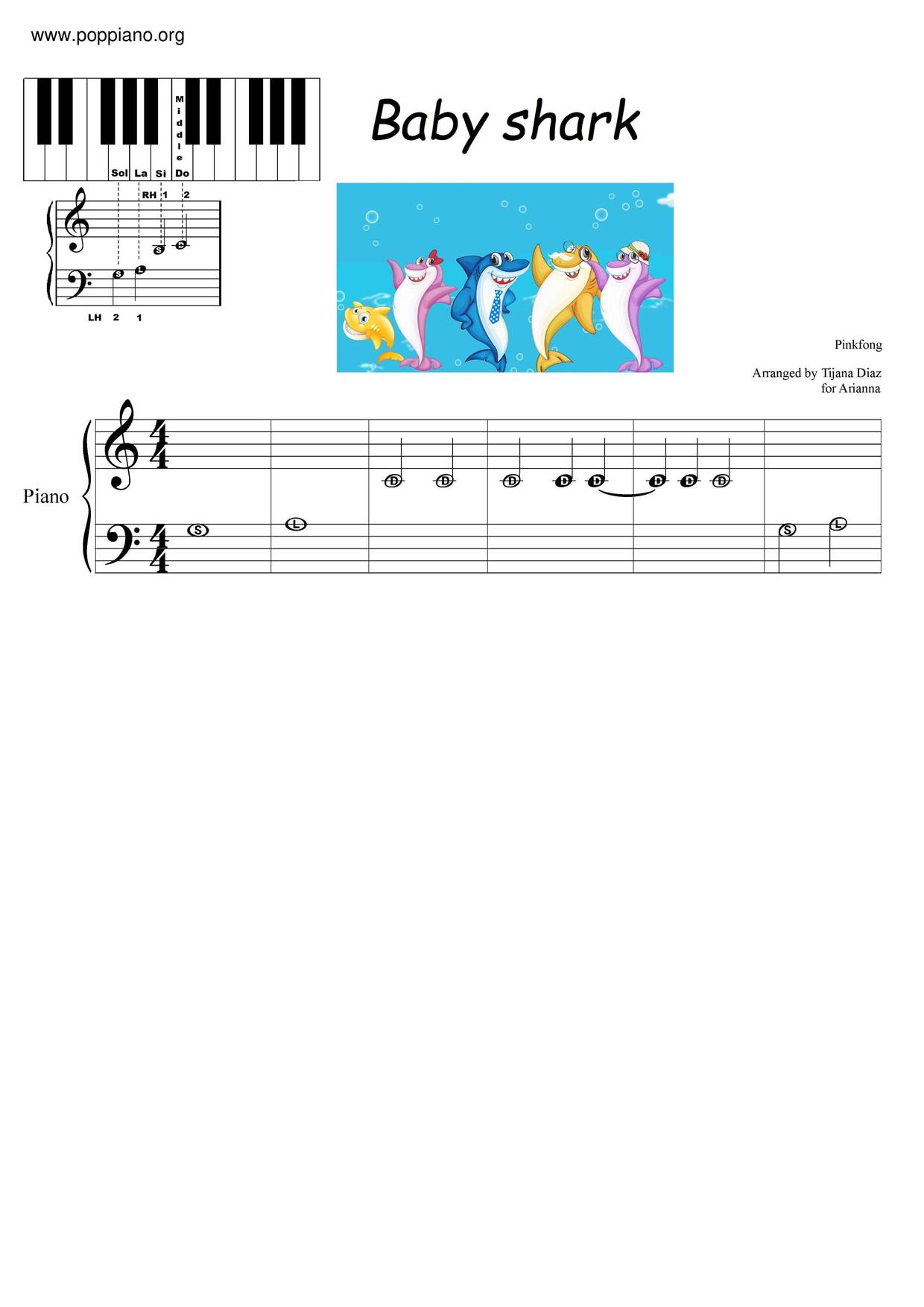 Pinkfong Baby Shark Sheet Music Notes Chords Download Printable Images