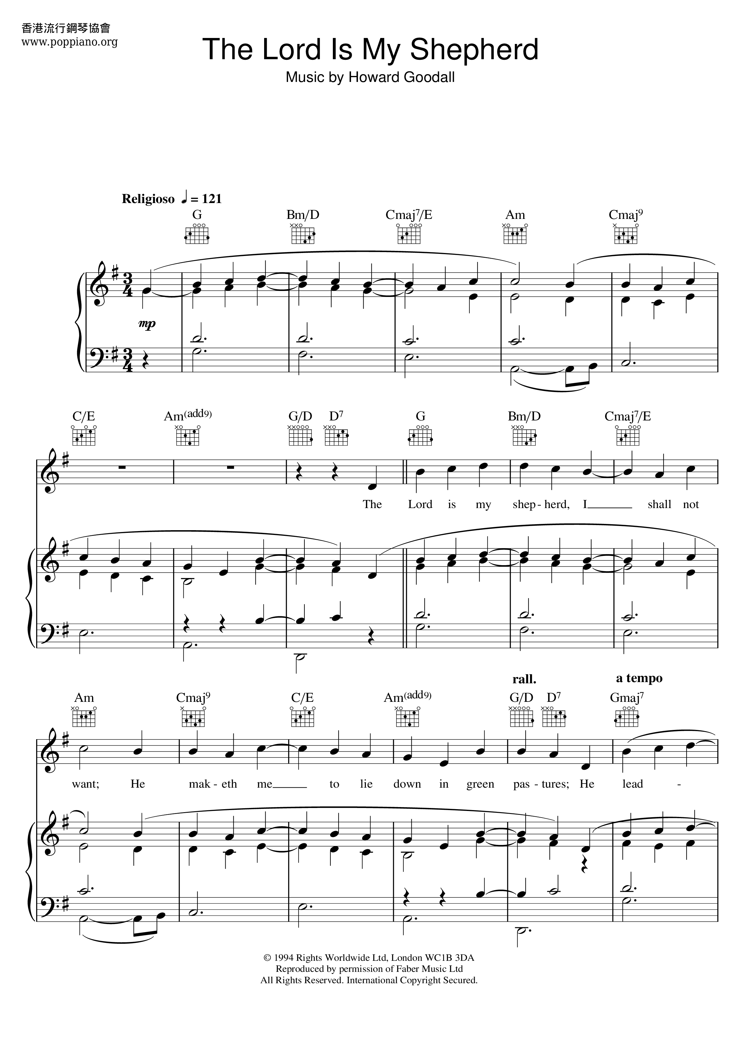 hymn-The Lord Is My Shepherd Sheet Music pdf, - Free Score Download ★